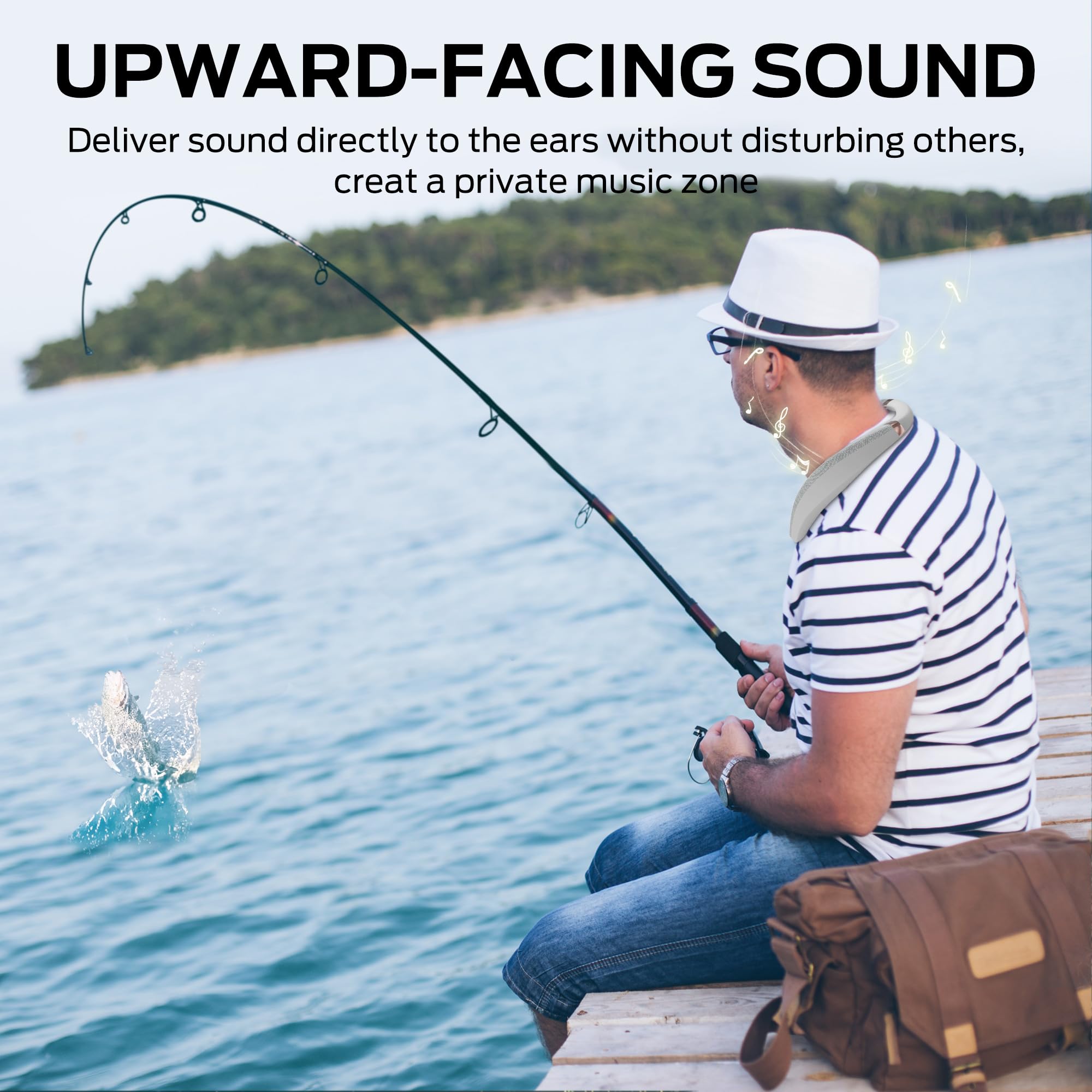 Monster Boomerang Neck Speaker Bluetooth Wireless, Neckband Bluetooth Speakers with Ture 3D Stereo Sound, 12H Playtime, IPX7 Waterproof, Built-in Mic, Wearable Portable Speaker for Home Outdoor