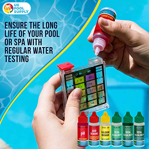 U.S. Pool Supply Premium 5-Way Swimming Pool & Spa Test Kit - Tests Water for pH, Chlorine, Bromine, Alkalinity and Acid Demand - Maintain Properly Balanced Chemical Levels, Algae Sanitizer Indicator