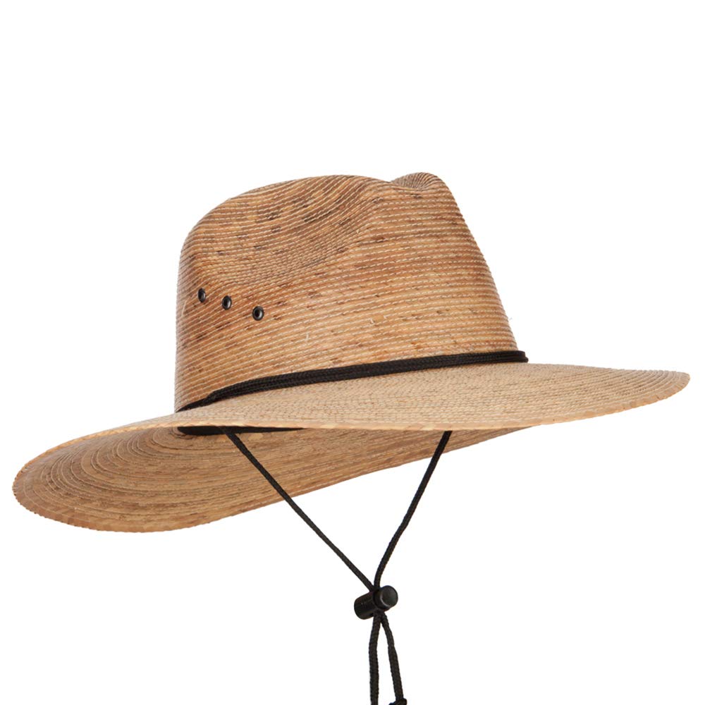 Men's Palm Braid Large Brim Fedora Hat - Dk Palm L