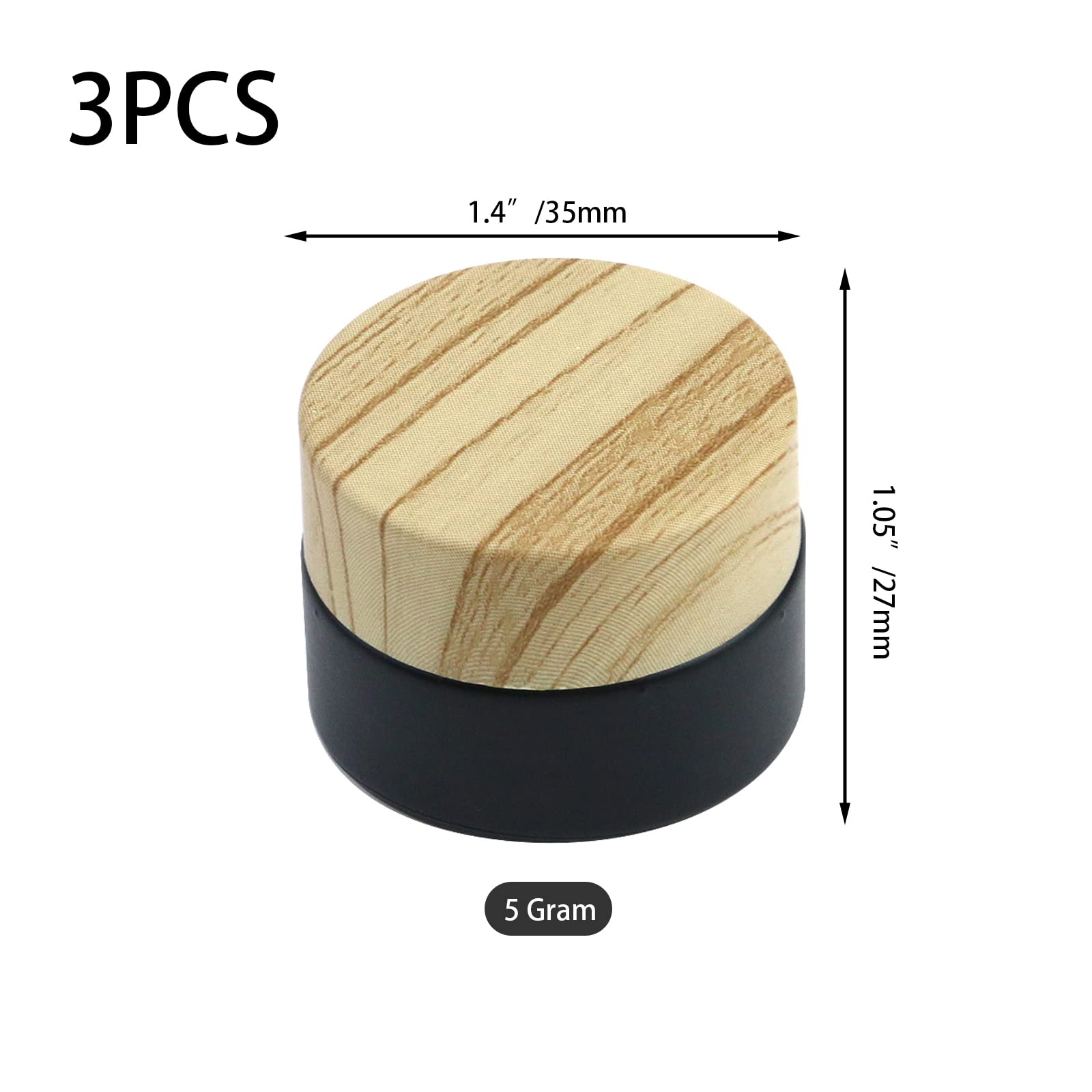 Tighall Small Empty Black Glass Cosmetic Containers with Lids Round Frosted Travel Jars with Inner Liners Sample Jars Refillable Cosmetic Container Bottles for Lotions Sample Eye Creams (3 PACK, 15g)