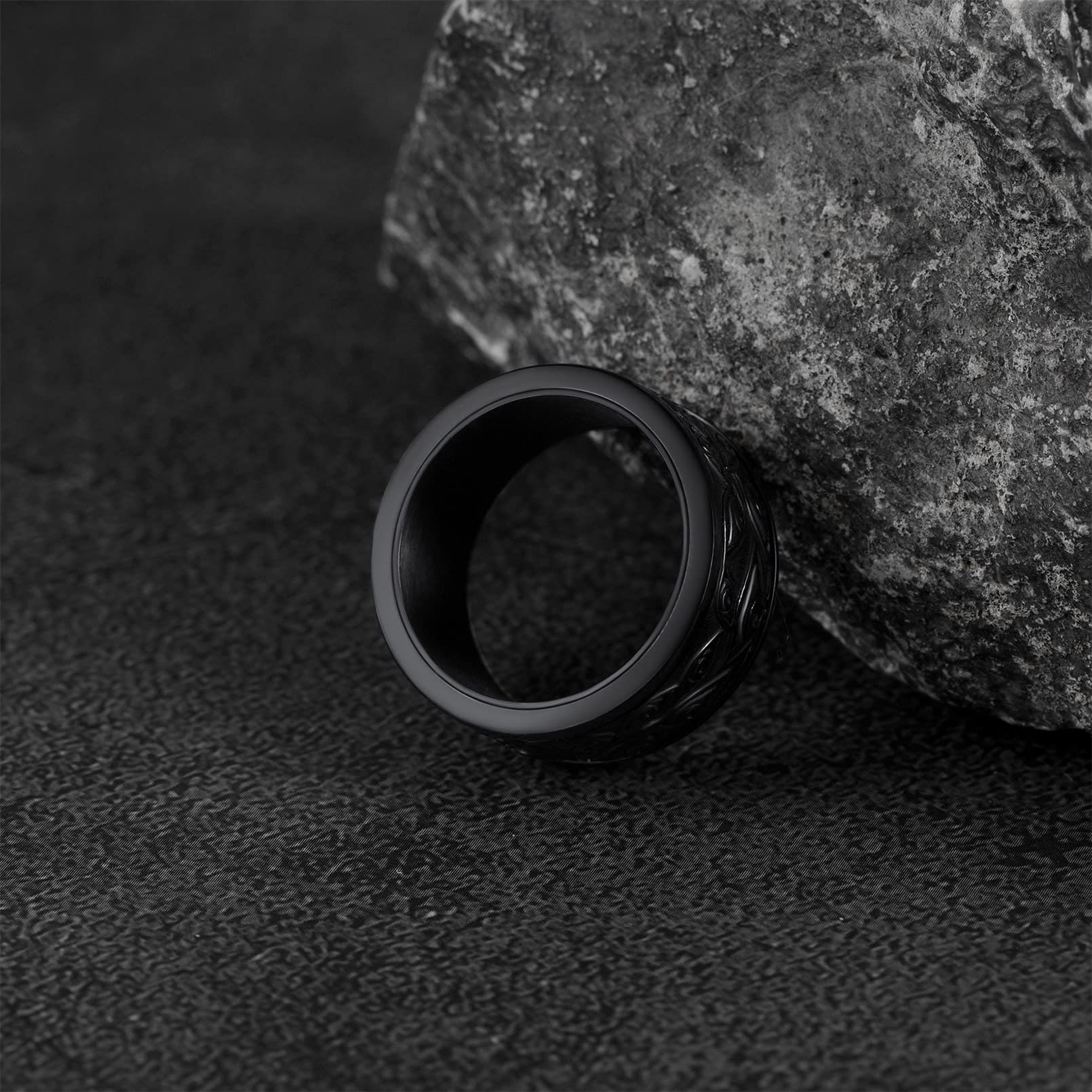 Personalized Custom Antique Eye of God Band Thumb Rings, Black Punk Pinky Ring for Male, Women Spinner Stackable Finger Acccessories