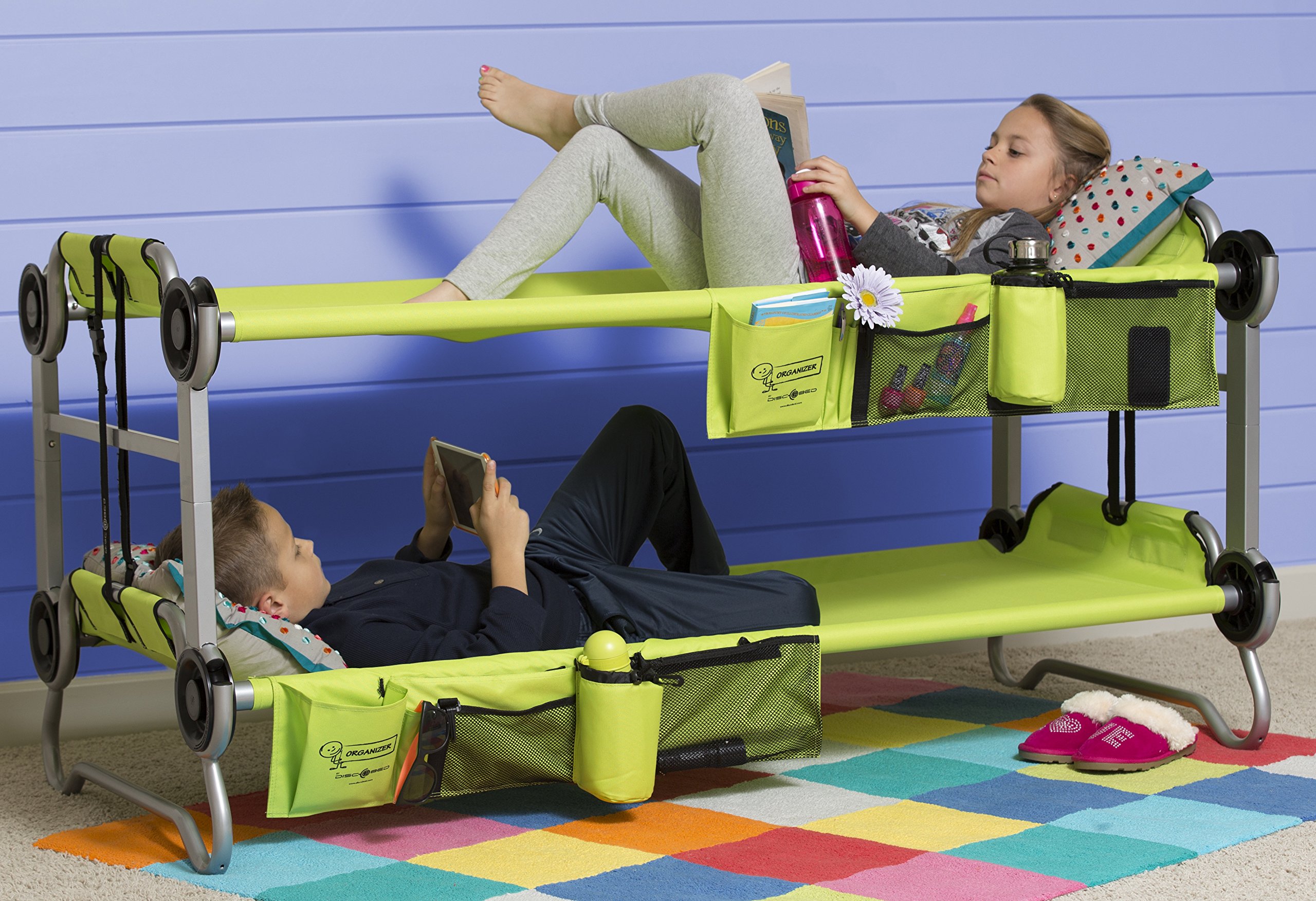 Kid-O-Bunk with 2 Side Organizers, Lime Green