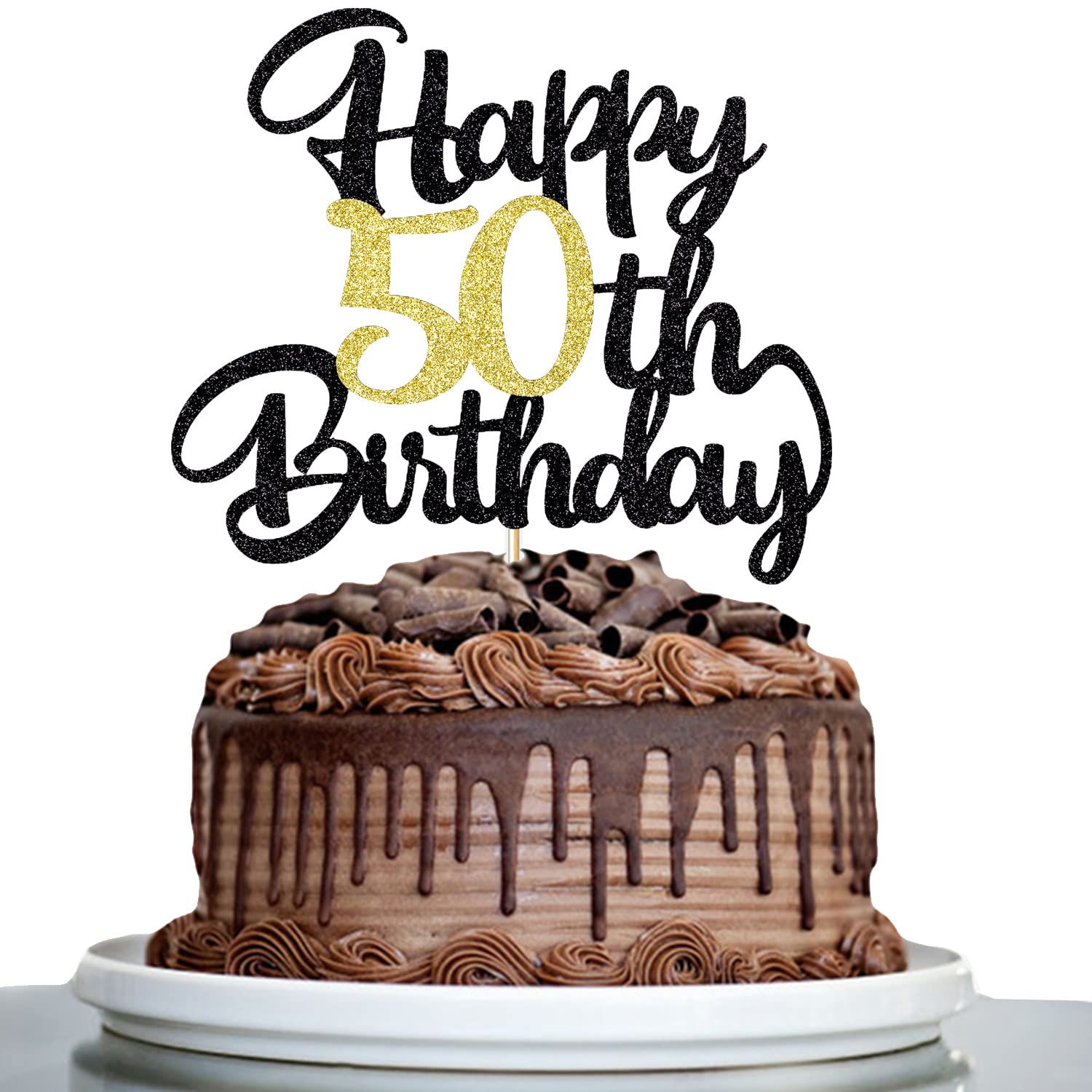 Klionjor 50th Happy birthday cake topper happy birthday cake decoration 50th birthday party decoration gift plugin (50)