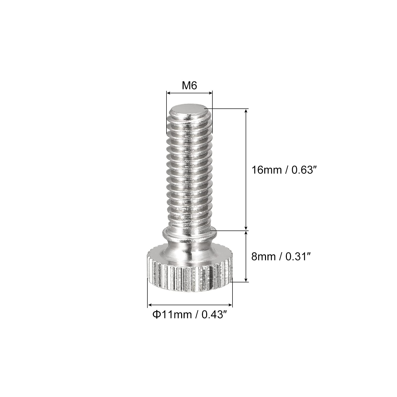 uxcell Knurled Thumb Screws, M6x16mm Brass Shoulder Bolts Grip Knobs Fasteners, Nickel Plated 4Pcs
