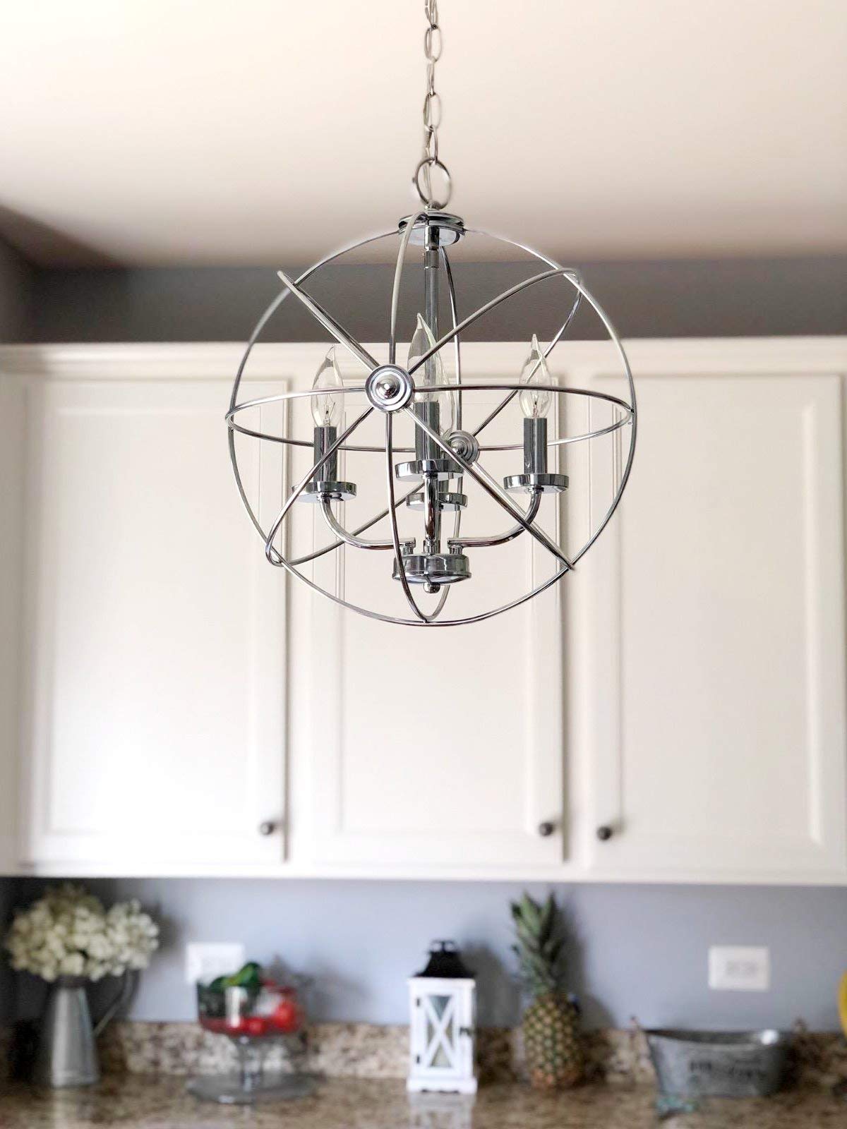 Kira Home Orbits II 15" 4-Light Modern Sphere/Orb Chandelier, Chrome Finish