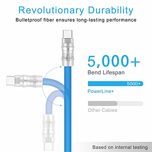 WLGQ USB C to USB C Cable, PD100W Skin-Friendly Liquid Silicone Material Fast Charging Cable USB Type C Interface Device Universal Charging Cable(Blue-6.6ft-2pcs)