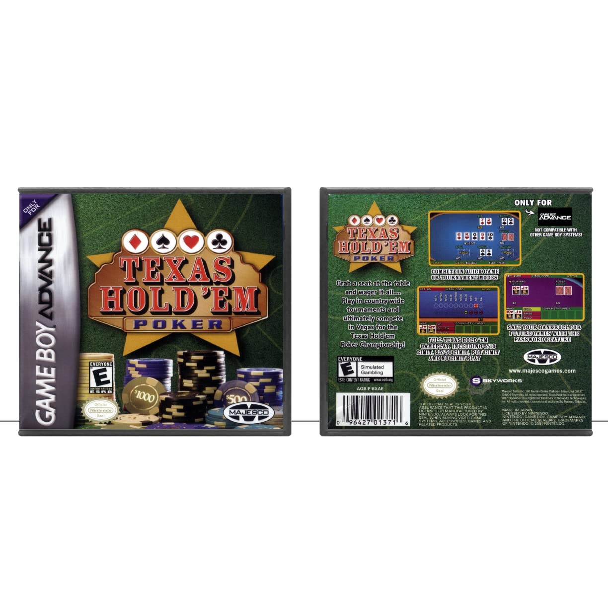 Texas Hold 'em Poker | (GBA) Game Boy Advance - Game Case Only - No Game