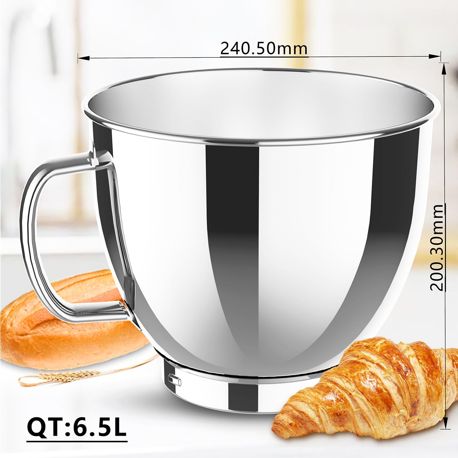 Kitchen Stand Mixer, 6.5 Qt Mixing Bowl, 660W 6+P Speeds Tilt-Head Food Mixers,Kitchen Electric Stand Mixer with Dough Hook, Wire Whip, Beater((Black)
