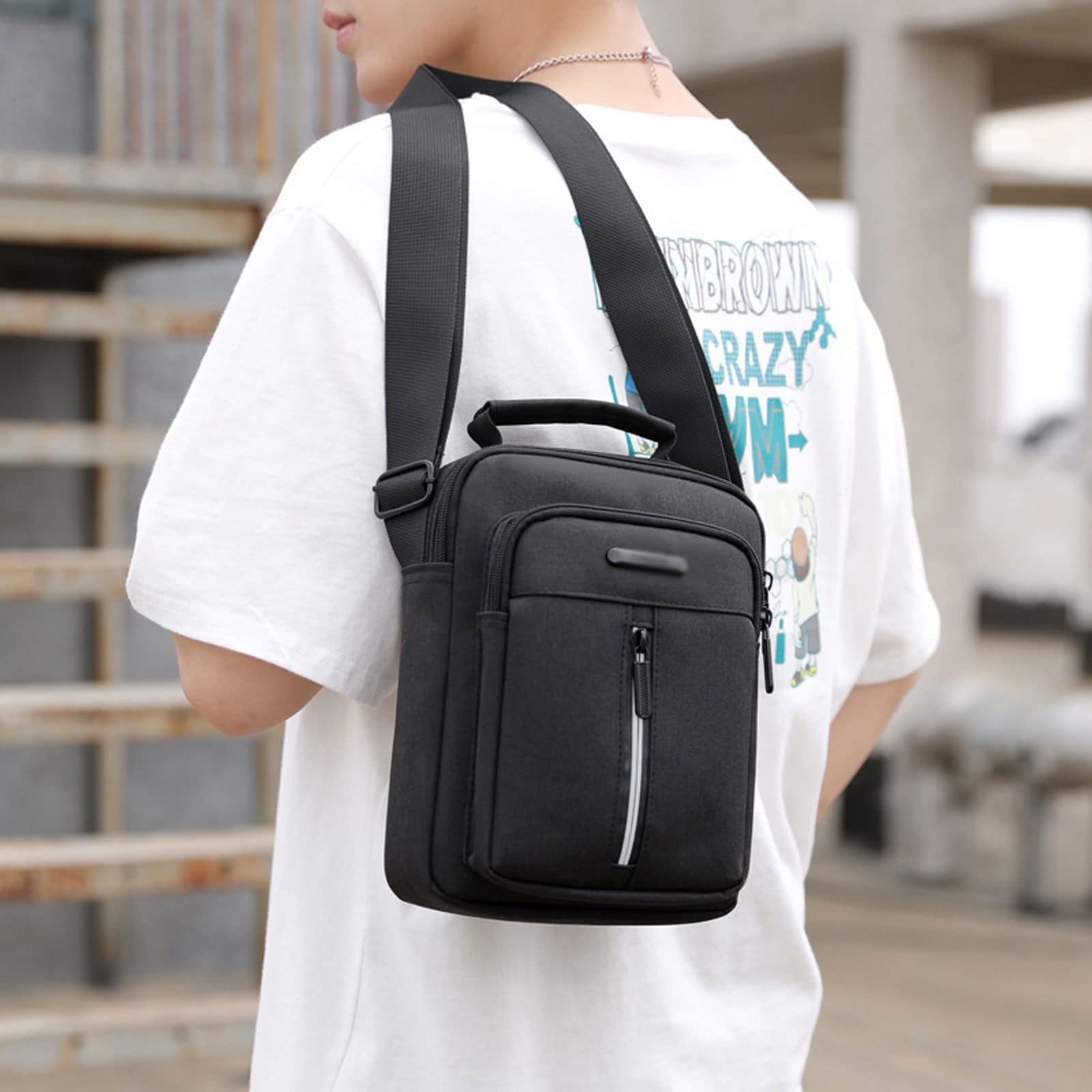 STRTT Single Shoulder Bag Handbag Multi Function Outdoor Leisure Messenger Bag (Color : Black)