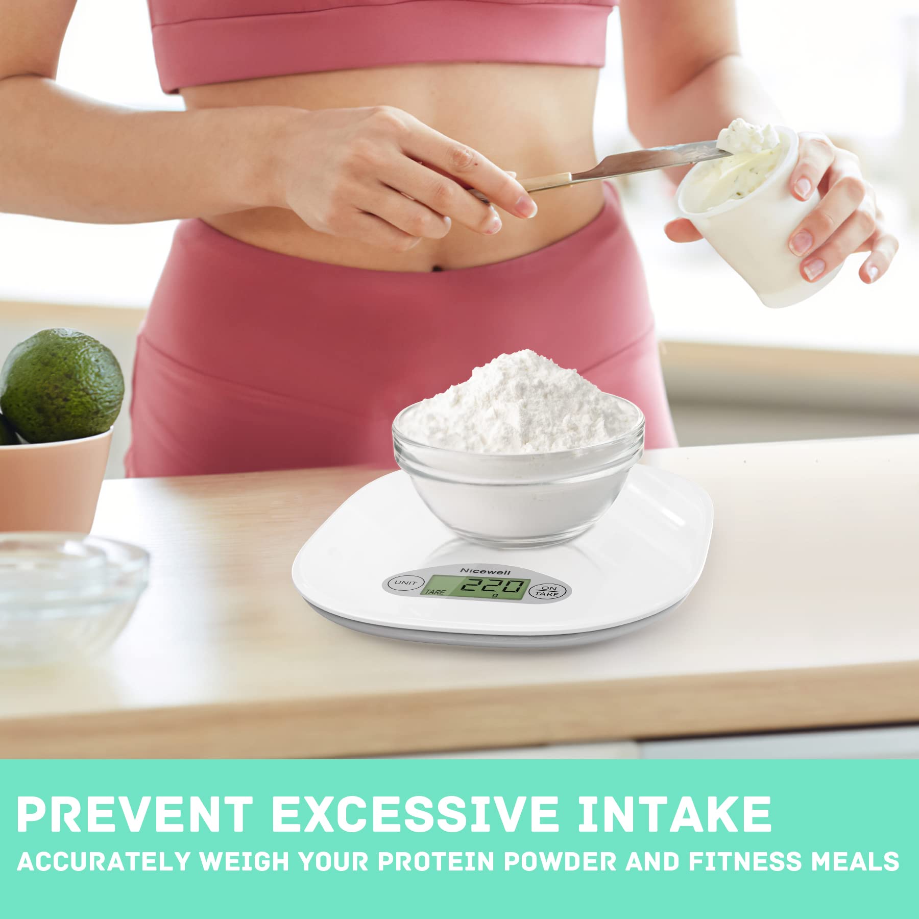 Nicewell Food Scale for Weight Loss, Digital Kitchen Scale for Food Ounces and Grams, 5kg/11lbs Max, 1g/0.1oz Increment for Cooking, Baking