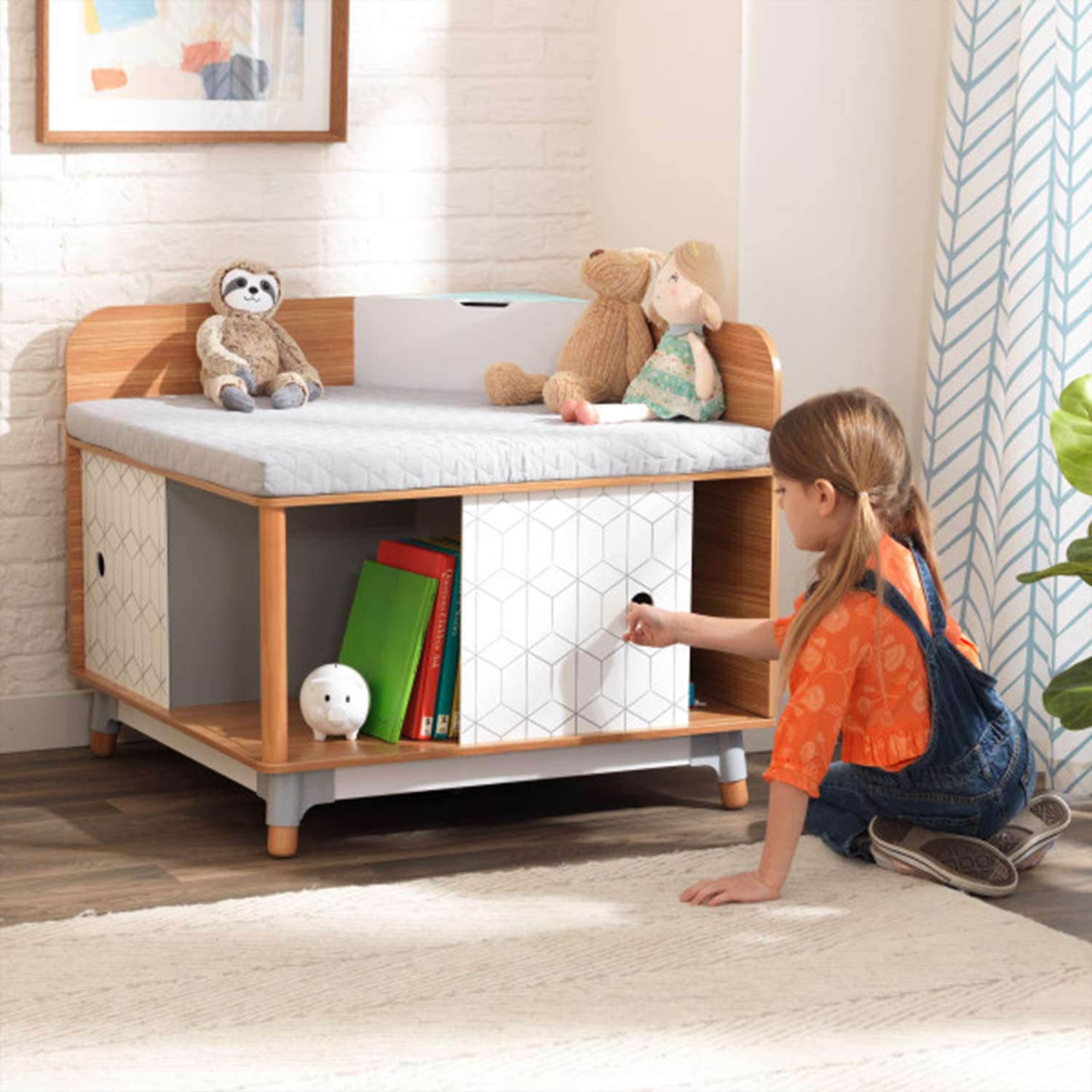 KidKraft Mid-Century Kid™ Wooden Corner Reading Nook, Gift for Ages 3-8