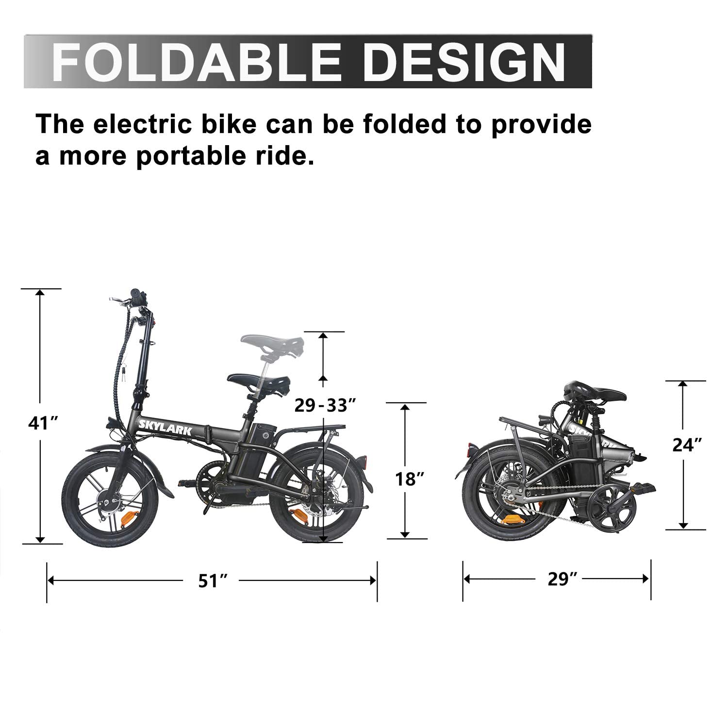NAKTO 16" Electric Bicycle,Foldable Electric Bikes with Removable 36V10AH Lithium Battery, 350W Motor City EBike for Adults (Black)