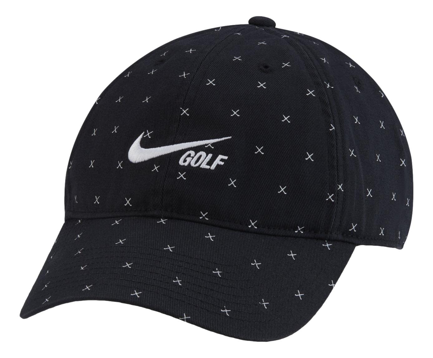 Nike Men's Heritage86 Washed Adjustable Golf Hat (One Size, Black/White/White)