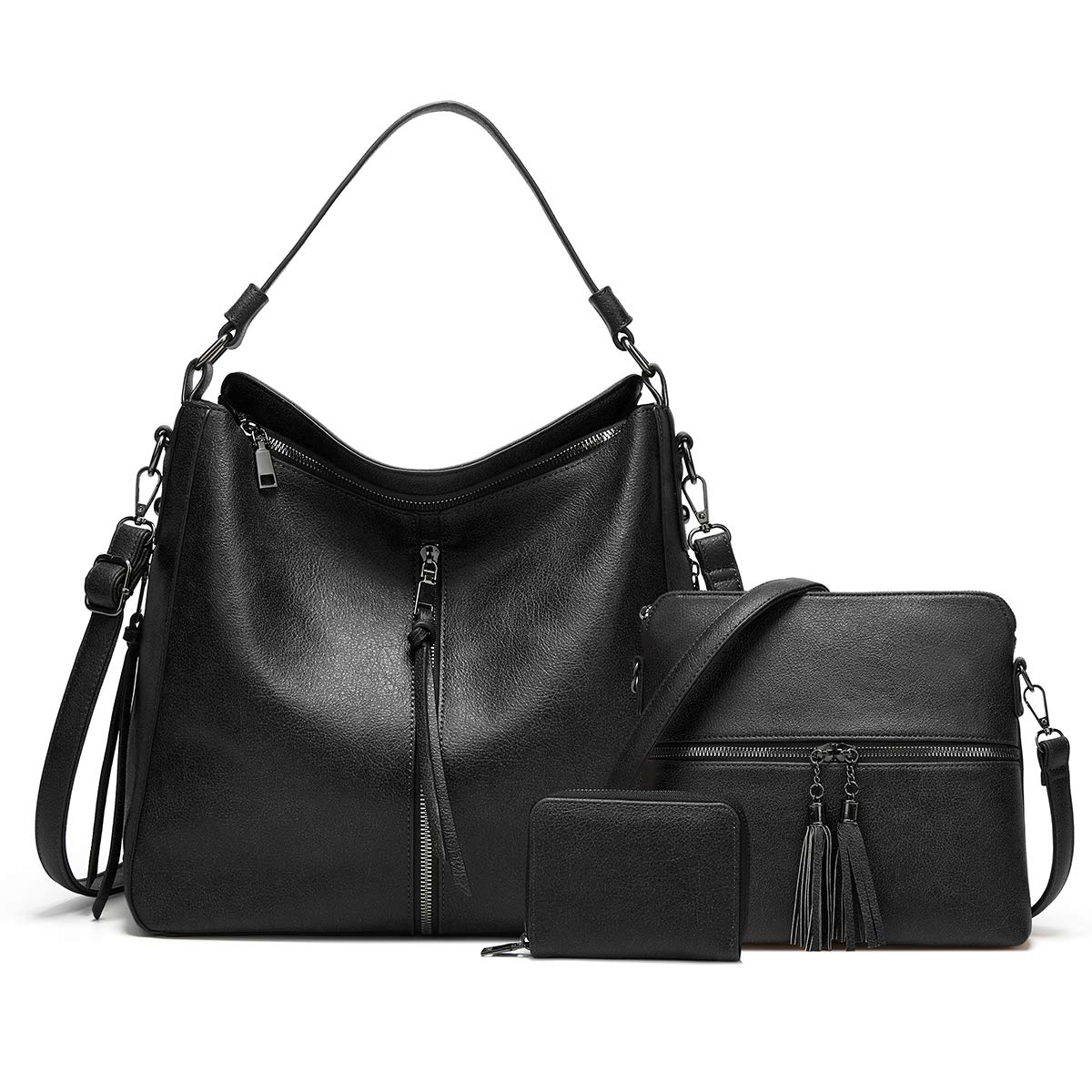 Makes Hobo Handbags for Women Large PU Leather Shoulder Bag Set Card Wallet Crossbody bag 3pcs