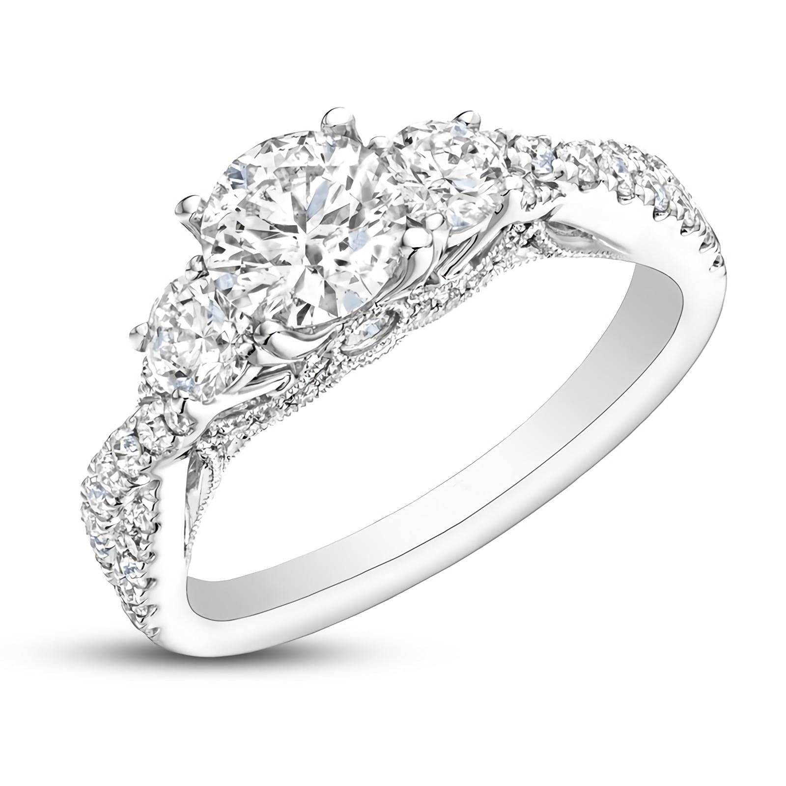 Molioaki 1.5 Carat (ctw) moissanite engagement rings for women Platinum Plated Silver ring moissanite rings- 7.5