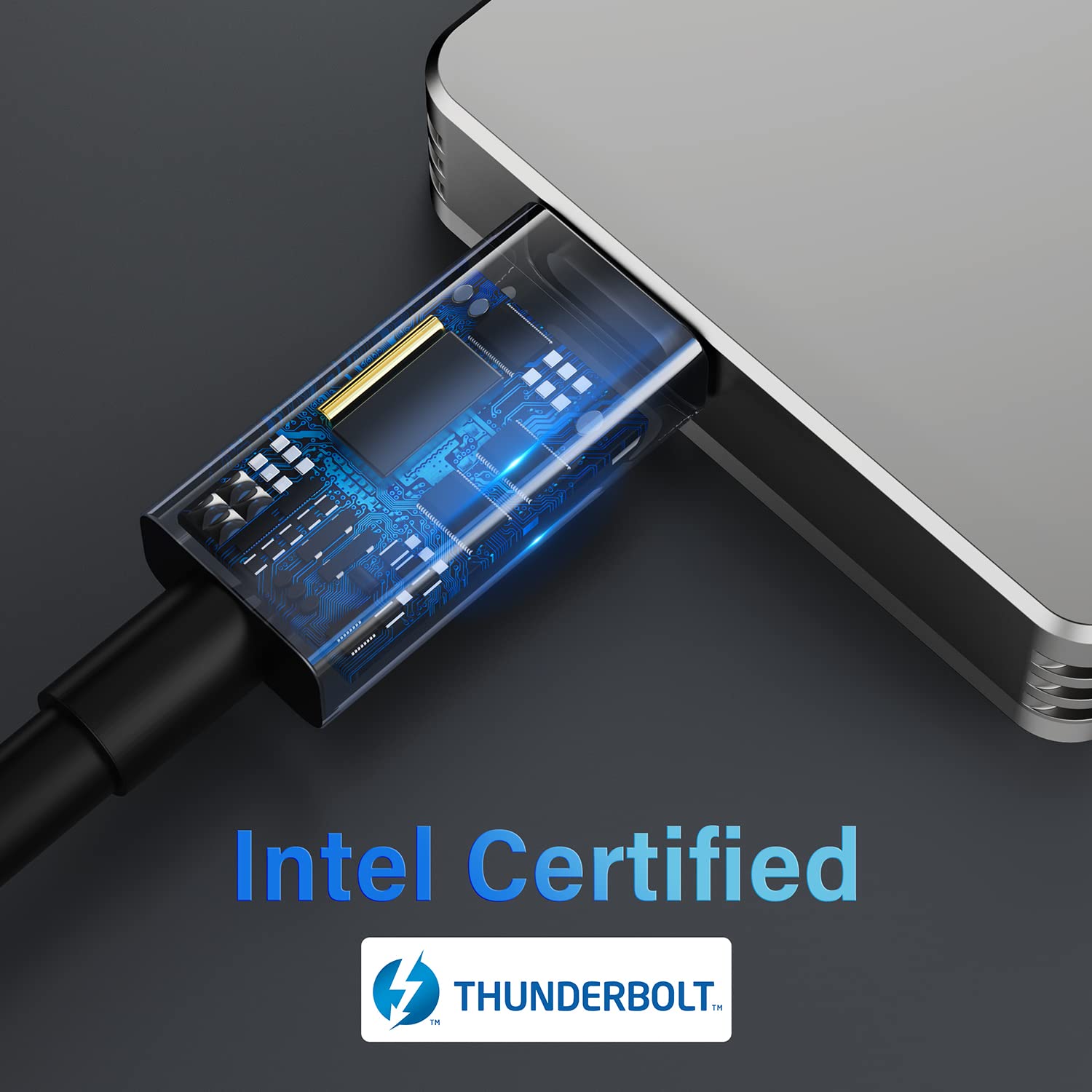 Siliking [Intel Certified Thunderbolt 4 Cable 3.3ft, Thunderbolt Cable with 100W PD Charging and 40Gbps Data Transfer, 8K@60Hz USB C Monitor Cable for MacBook Pro M1 External SSD eGpu