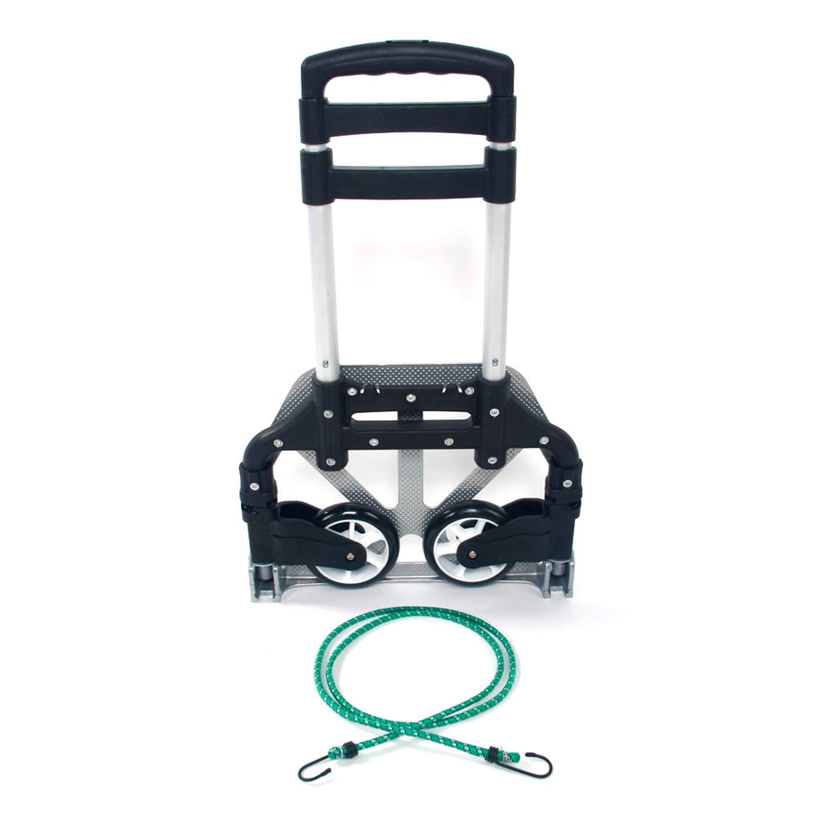 Portable Hand Truck Folding Luggage Trolley Cart Lightweight Material Handling Hand Trucks Collapsible Aluminum Alloy Push Truck with Ropes-165 Lbs Max Load