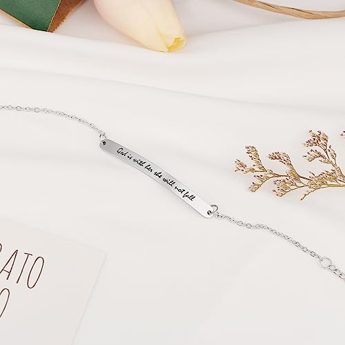 JoycuFF Christian Bracelets for Women Inspirational Chain ID Bar Bangle Bible Verse Personalized Gifts God is Within Her She Will not Fall