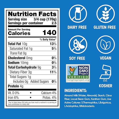 Kite Hill Plain Unsweetened Almond Milk Yogurt, 16 Ounces, Dairy Free