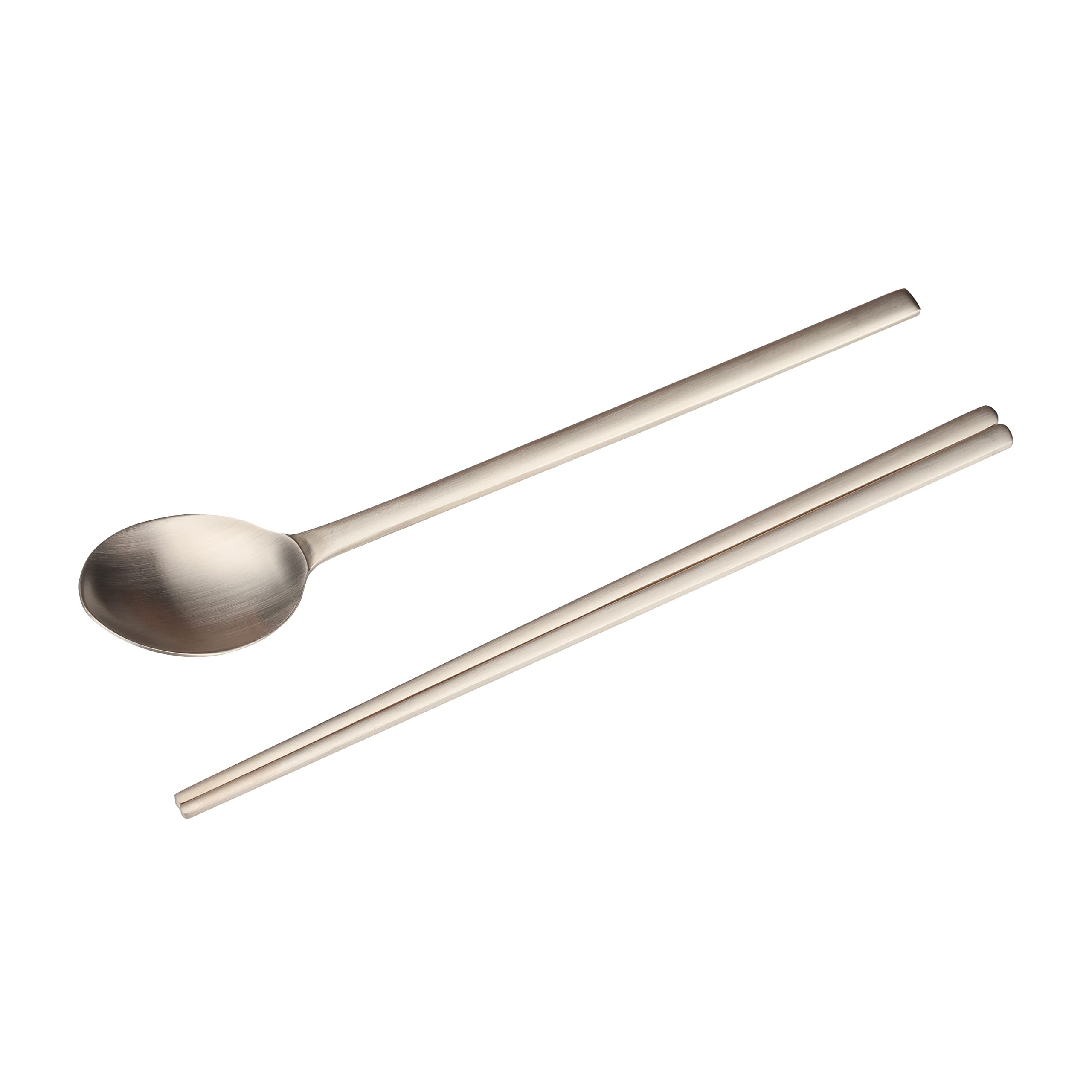 Notbichae Premium Bronzeware Cutlery Spoon Chopsticks Set Korean Traditional Handmade Tableware BANGJJA YUGI with Gift Box 한국 유기 (Traditional Shape Set)