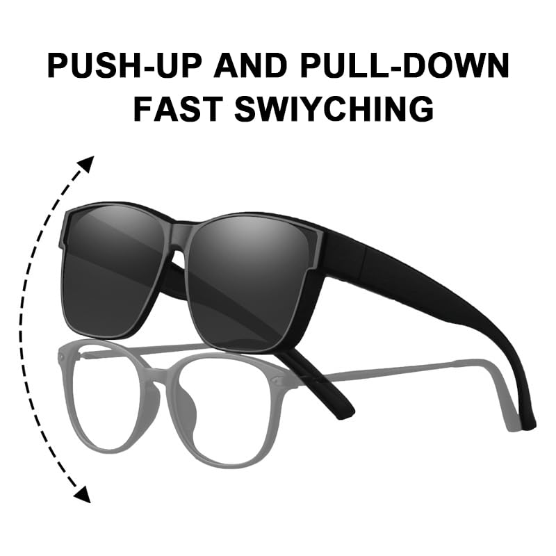 SHEEN KELLY Oversized Polarized Fit Over Sunglasses Women Men TR90 Mirrored Over Glasses Cat Eye Driver Goggles