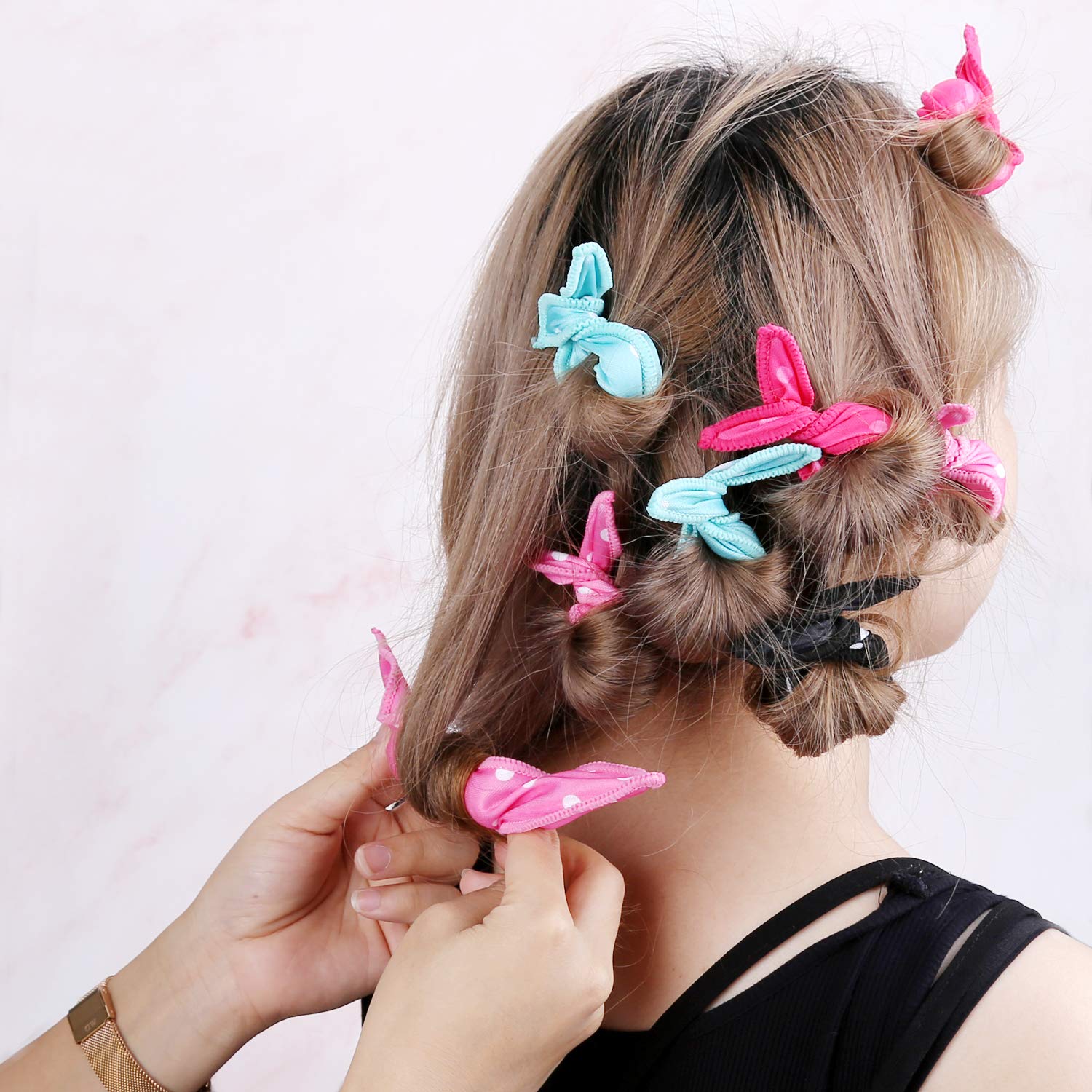 Locisne 40pcs No Heat Curlers You Can Sleep in, Hair Rollers for Long Hair DIY(5 Colors)
