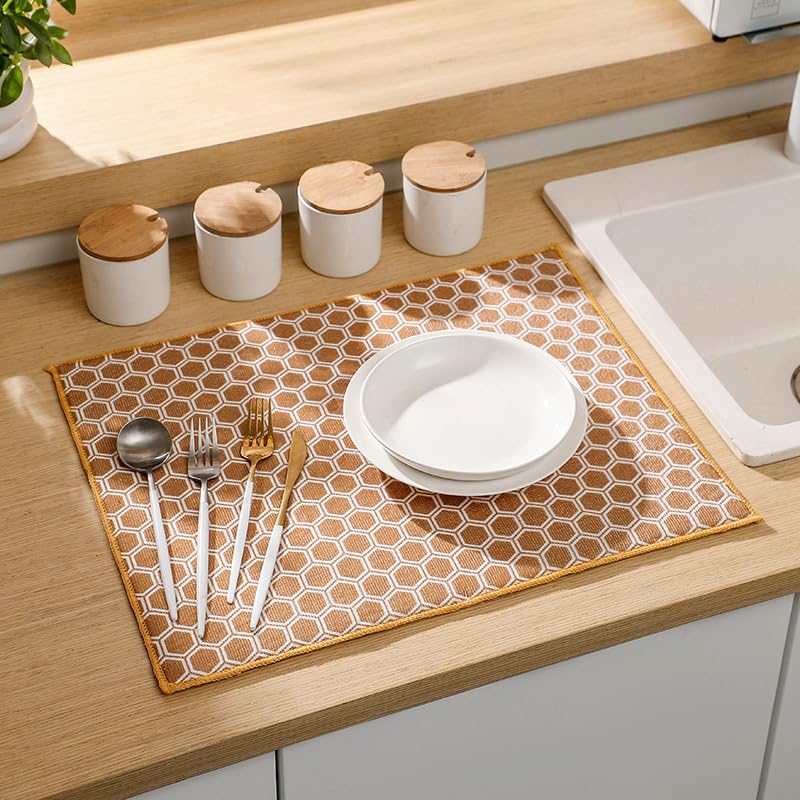 Tgepliyung 2 Pack XXL Dish Drying Mats for Kitchen Counter, 24 x 18 inch Microfiber Dish Drying Pads, Absorbent Dish Drainer Mat for Counertop, Thickened, Washable, Super Absorbent, Grey