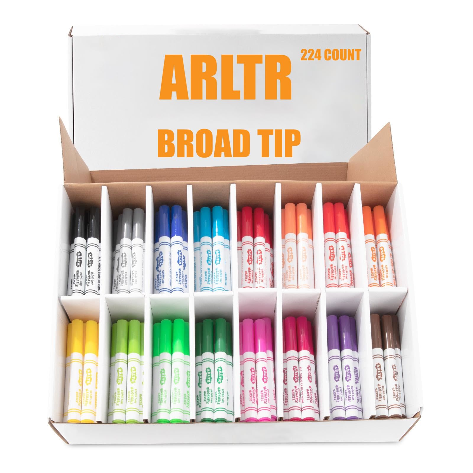Washable Markers Bulk, Bulk Pack of 224 in 16 Vibrant Colors, Broad Line Conical Tip Markers for Classroom School for students adults drawing and crafts - Perfect for Kids' Classrooms & Teachers