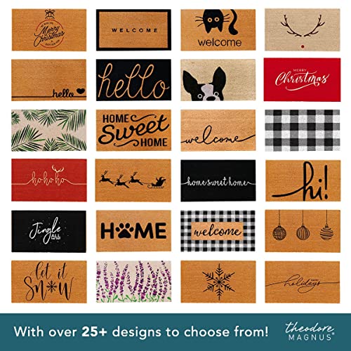 THEODORE MAGNUS Natural Coir Doormat with Non-Slip Backing - 17 x 30 - Outdoor/Indoor - Spring Door Mat - Spring - Hello Sunshine - COIR-1730-15-403