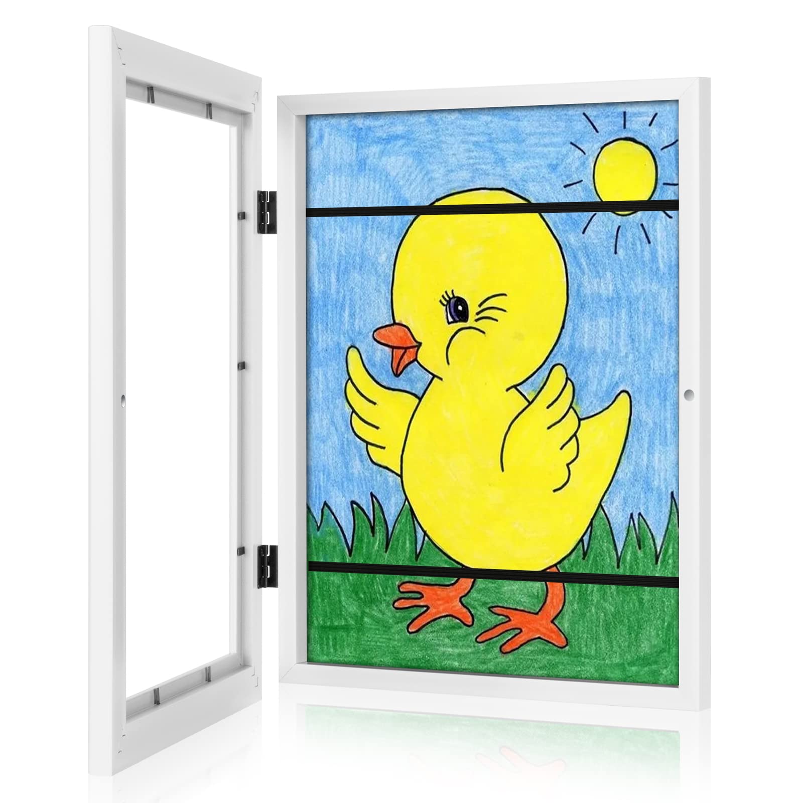 Kids Art Frames, 9x12 Front Opening Kids Artwork Frames Changeable, Upgrade White Artwork Display Storage Frame for Wall, Holds 50 Pcs, for 3D Picture, Crafts, Children Drawing, Hanging Art, Portfolio