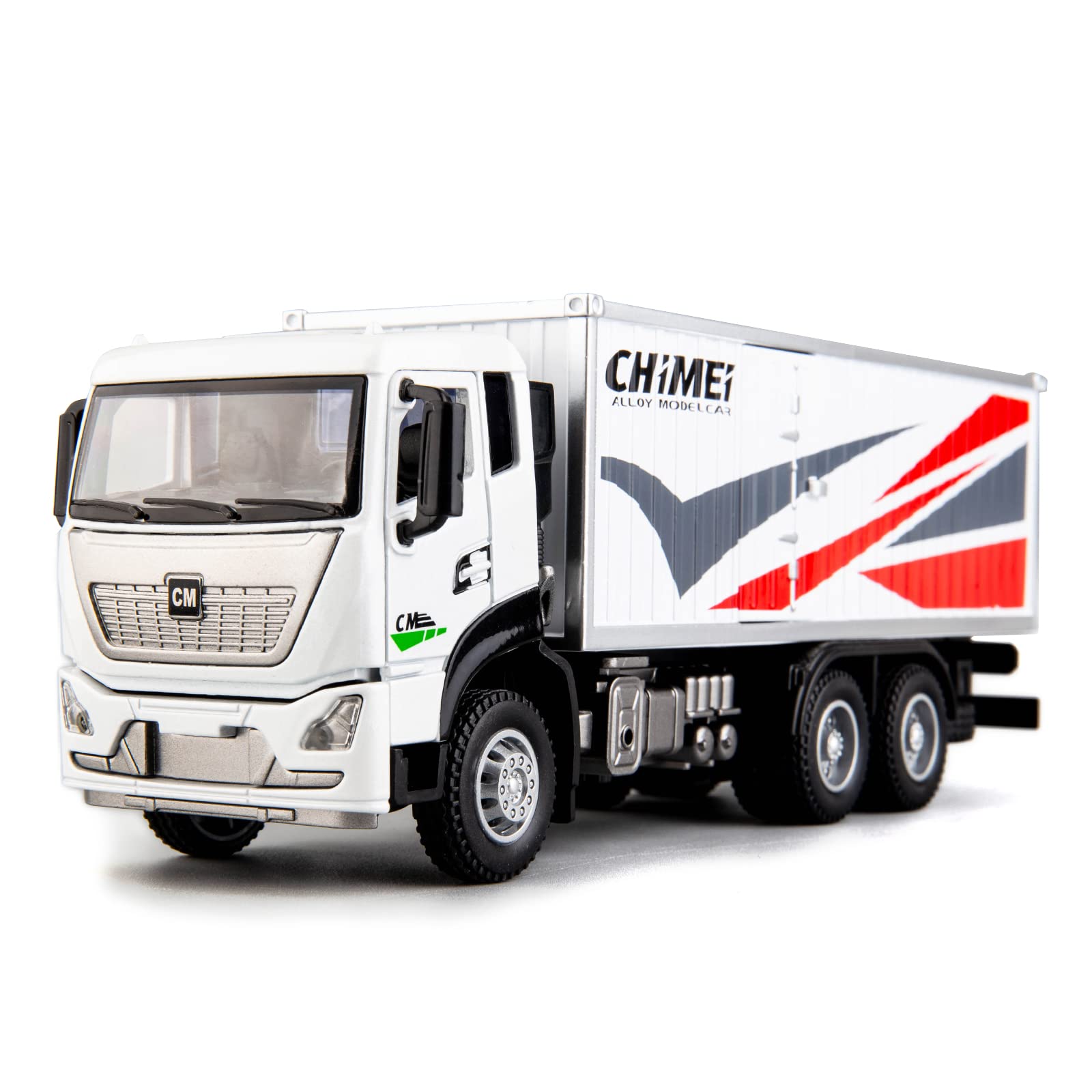 TGRCM-CZ 1/32 Scale Cargo Truck Transport Vehicles Toys,Pull Back Alloy Car with Light and Sound,Open Door for Kids Gift