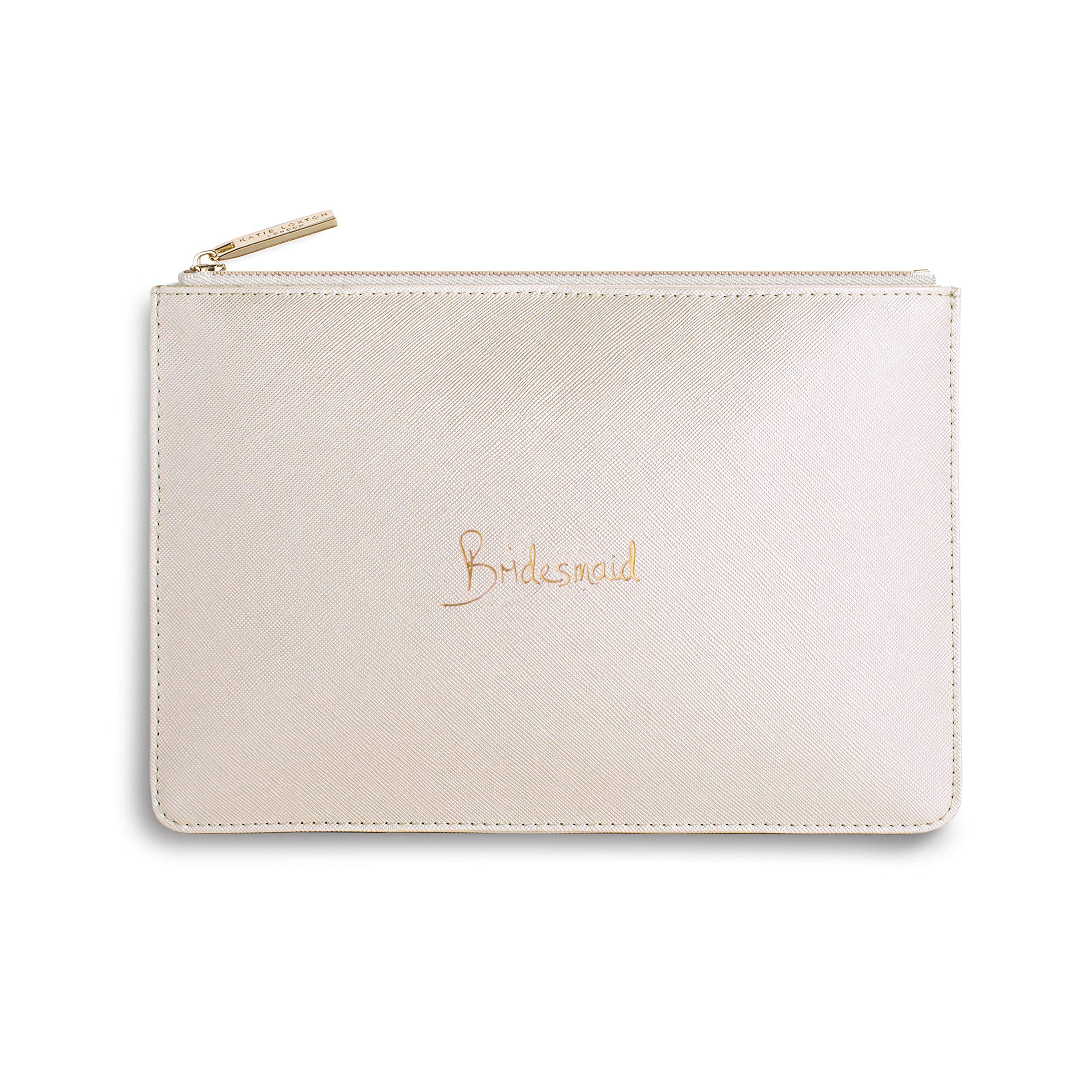 KATIE LOXTON Mother Of The Bride Medium Vegan Leather Clutch Bridal Perfect Pouch Metallic Gold
