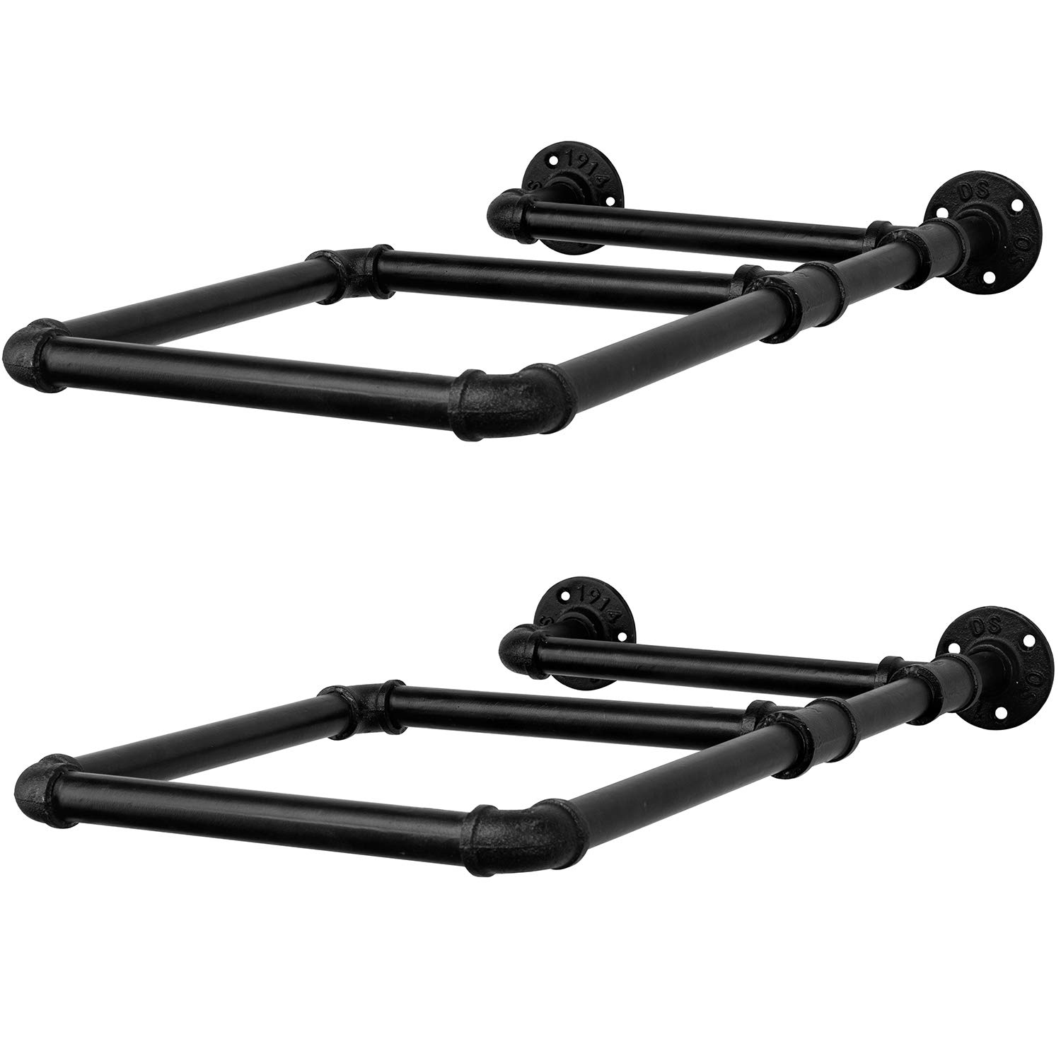MyGift Wall-Mounted Exercise Ball Rack | Black Industrial Pipe Yoga Stability Ball Storage Display Holder for Home Gym and Studios, Set of 2
