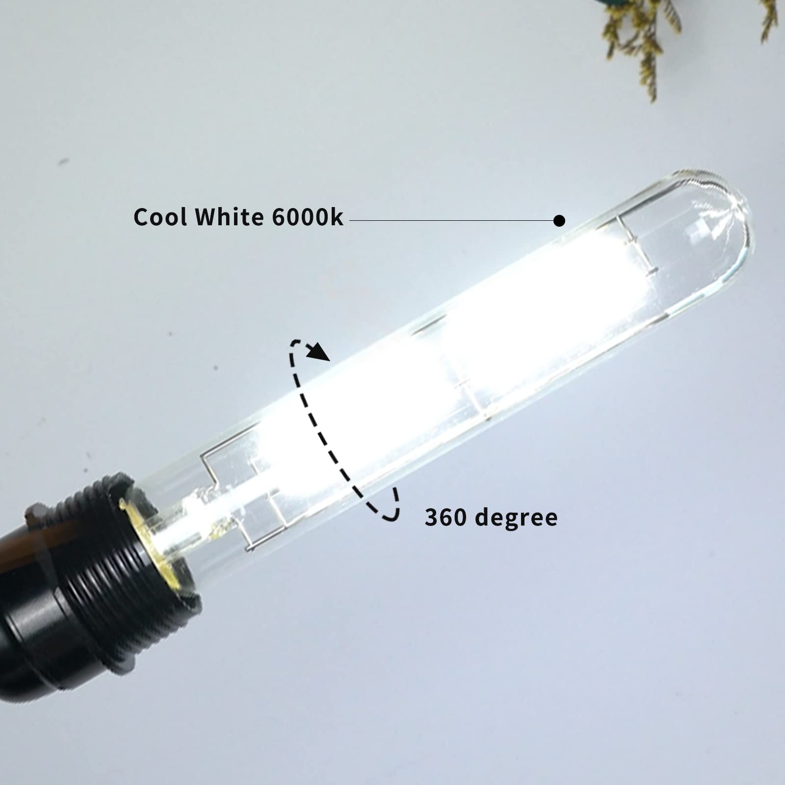 Klarlight Dimmable 6 Watt LED T10 Tubular Light Bulb 60 Watt Incandescent Equivalent E26 Edison Vintage Filament Tube Lamp, Daylight 6000K Medium Base Clear Glass Bulb (3-Pack)