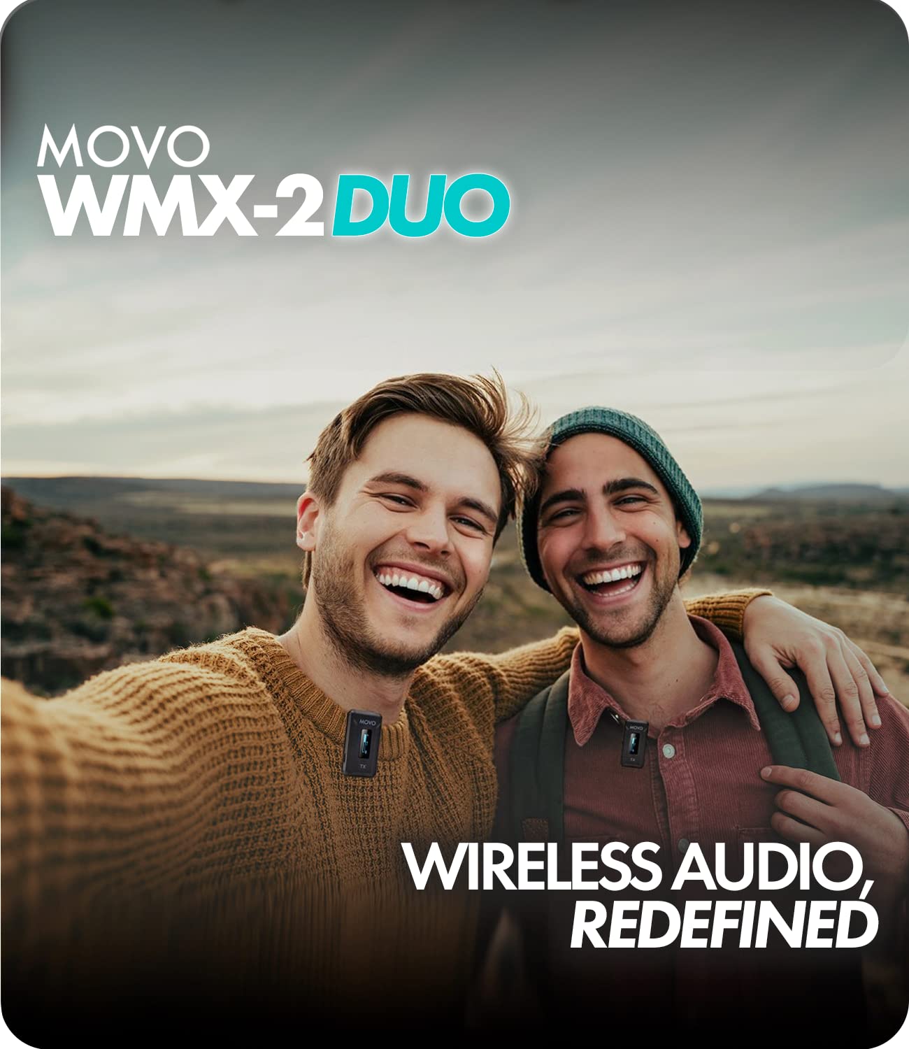 Movo WMX-2-DUO Wireless Lavalier Microphone Lapel Mic with Charging Case - Lav Mic, Wireless Lapel Microphone 2.4GHz Wireless Microphones for Camera, Lapel Mic Wireless for Vlogging, DSLR, Computer