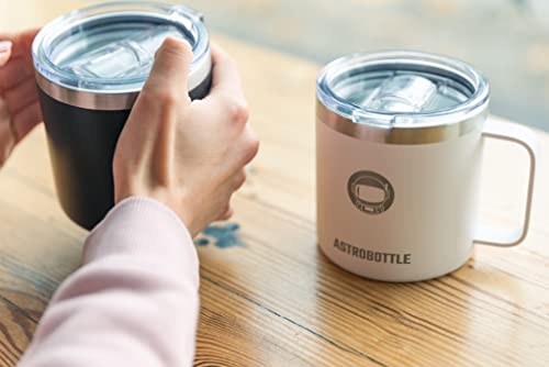 Triple Insulated Stainless Steel Coffee Mug, Vacuum Insulated with sipping Lid, Double Walled, Thermos Mug, AstroBottle/Astro Bottle (14 oz Supernova White)