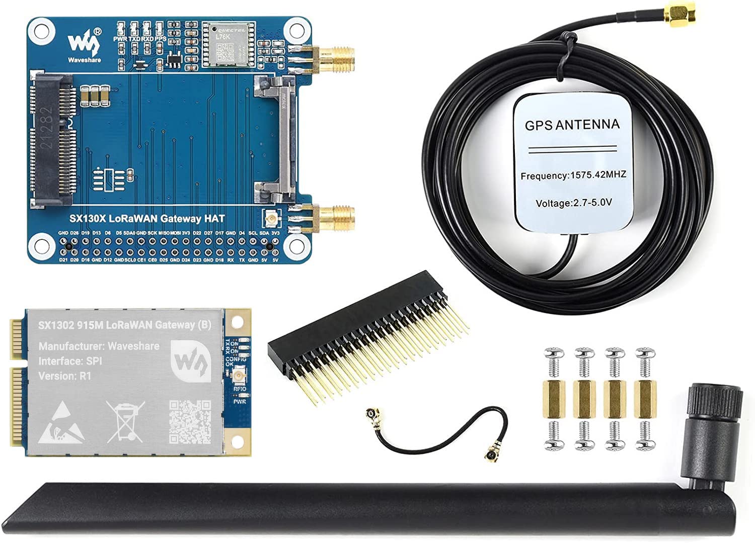SX1302 915M LoRaWAN Gateway HAT for Raspberry Pi with Standard Mini-PCIe Socket Long Range Transmission Large Capacity Support Multi-Band @XYGStudy