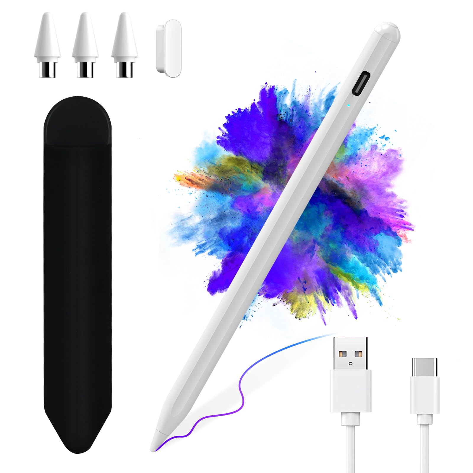 Stylus Pen for Android Tablets Phones Stylus Pencil for Samsung iPhone, Active Universal Stylus Pens for iOS/Android Most Tablets, High Precision Digital Stylus Pencils for Touch Screen Writing Black