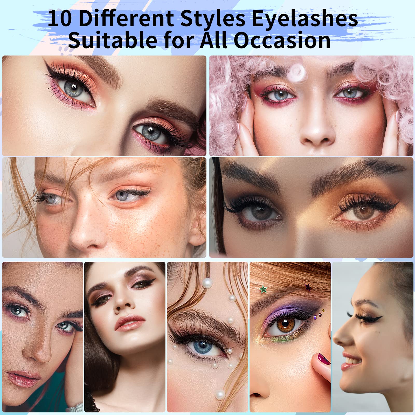 Magnetic Eyelashes Kit,Reusable Magnetic lashes Natural Look and Long Lasting,10 Pairs Lightweight False Eyelashes with Eyeliner&Tweezers, Easy to Wear, No Glue Needed …