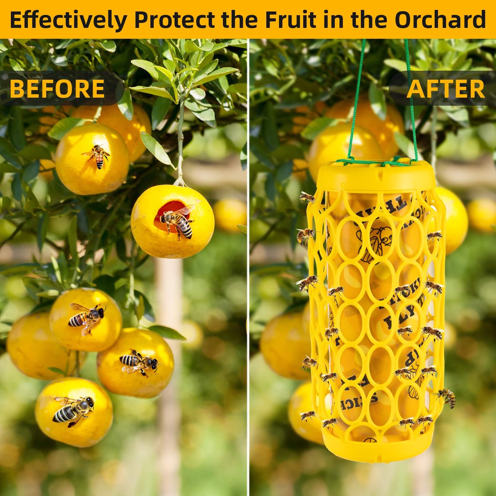 Wasp Trap,Carpenter Bee Trap,Wasp Traps Outdoor Hanging,Yellow Jacket Trap Wasp Killer Catcher,Reusable Wasp Deterrent Outdoor with 4 Sticky Bug Board Bee Catcher Wasp Repellent Flying Insect Trap