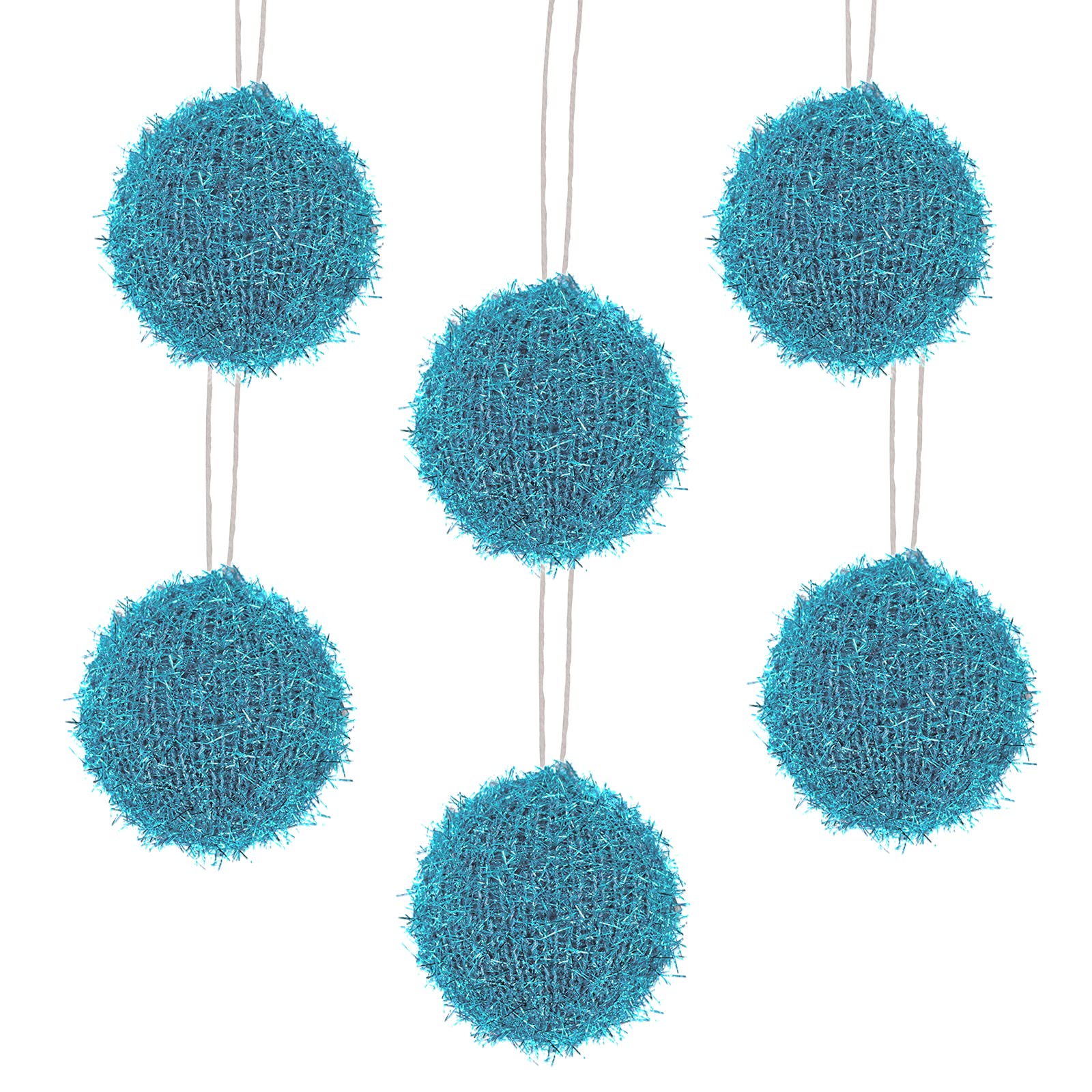 LimBridge Christmas Tree Ornaments, 6 Pcs Knitted Sparkle Glitter Bling Christmas Ball Decorations, for Xmas Decor Holiday Decor, Shimmer Sky Blue…