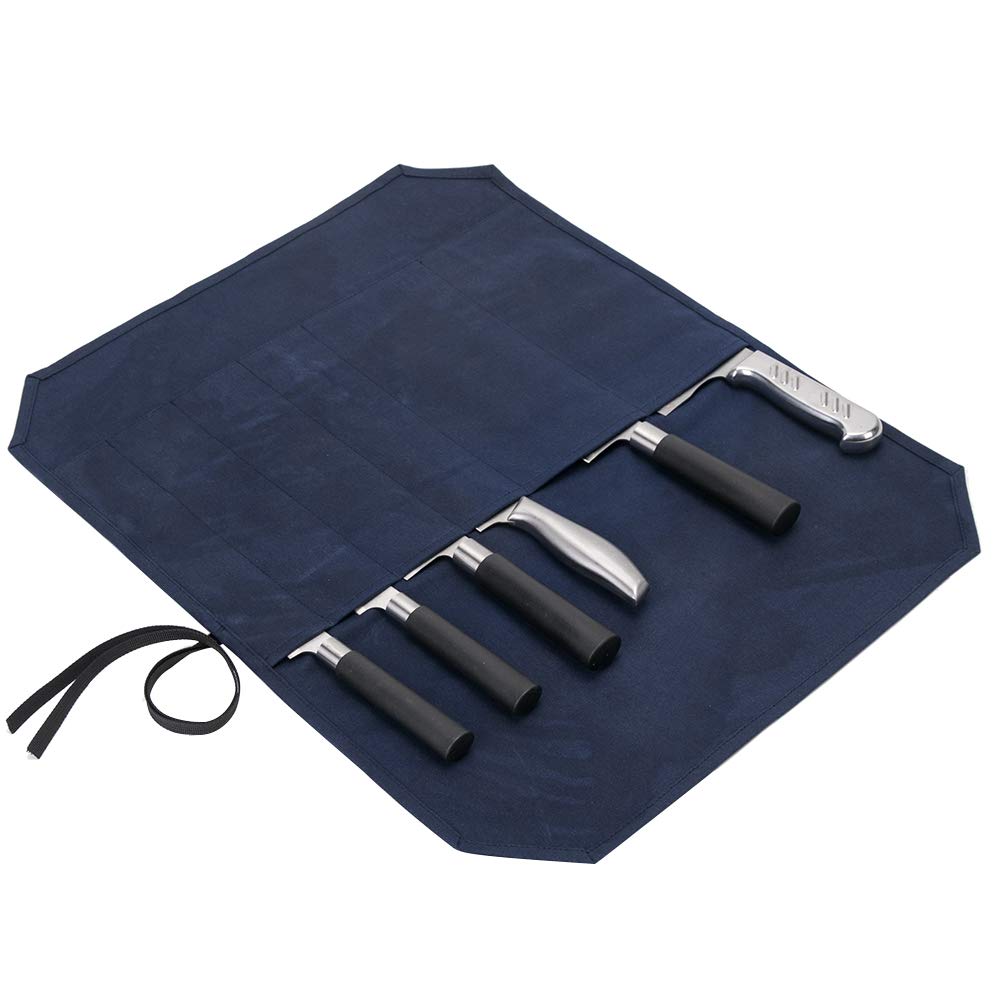 Knife Roll, Chefâs Knife Roll Case, Waxed Canvas Cutlery Knives Holders Protectors, Home Kitchen Cooking Tools and Utensils Wrap Bag Wallet,Multi-Purpose Brush Roll Bag, Travel Tool Roll Pouch