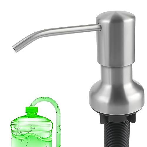 Soap Dispenser for Kitchen Sink, Sink Soap Dispenser with Longer Threaded Shaft Shank, 47" Extension Tube Connects Directly to Dish Soap Container, Wider Pump Head Base (Brushed Nickel)