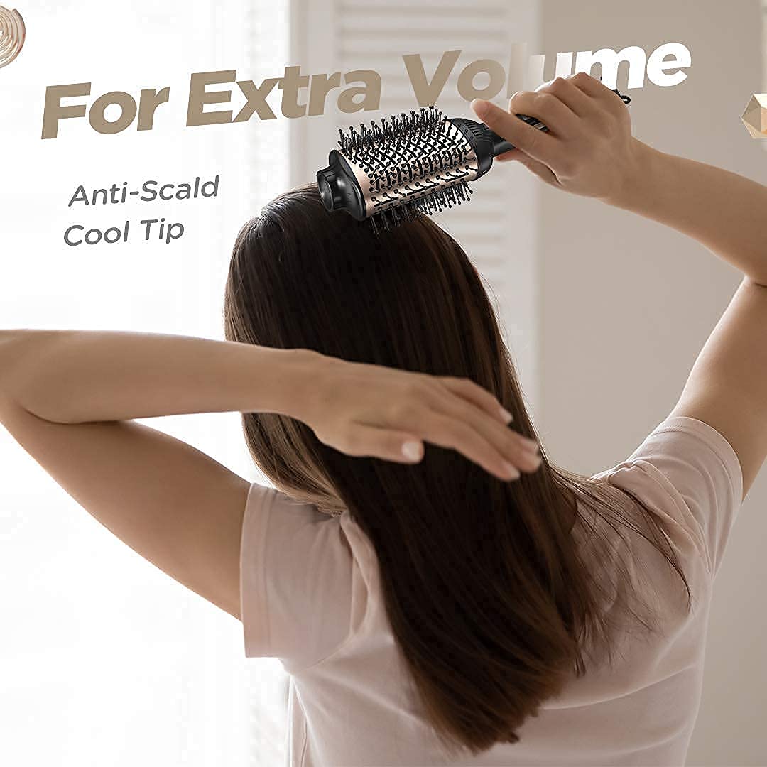 MiroPure Hot Air Brush One Step Hair Dryer & Volumizer for Straightening, Curling, Salon Negative Ion Styler Rose Gold