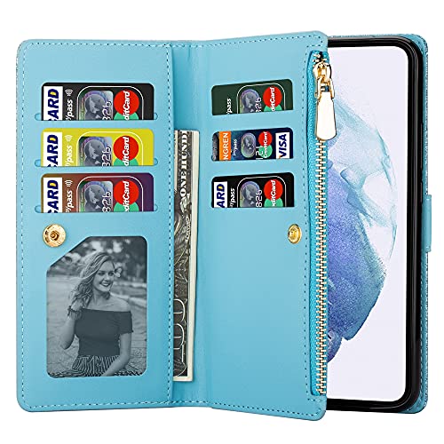 Phone Protective Case For Samsung Galaxy S22 Ultra Phone Case Multi-card Slots Starry Sky Laser Carving Glitter Zipper Horizontal Flip Leather Case Holder Shockproof And Scratch-proof Case, For Samsun