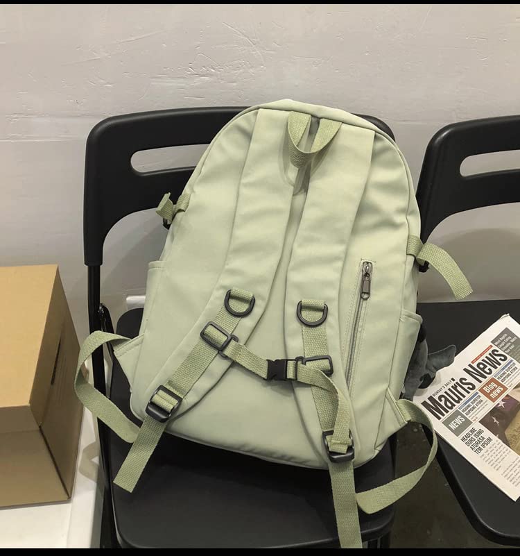 New Women's Backpack with Cute Pendant, Student Schoolbag, Travel Backpack for Boys and Girls College Style Backpack (Green)