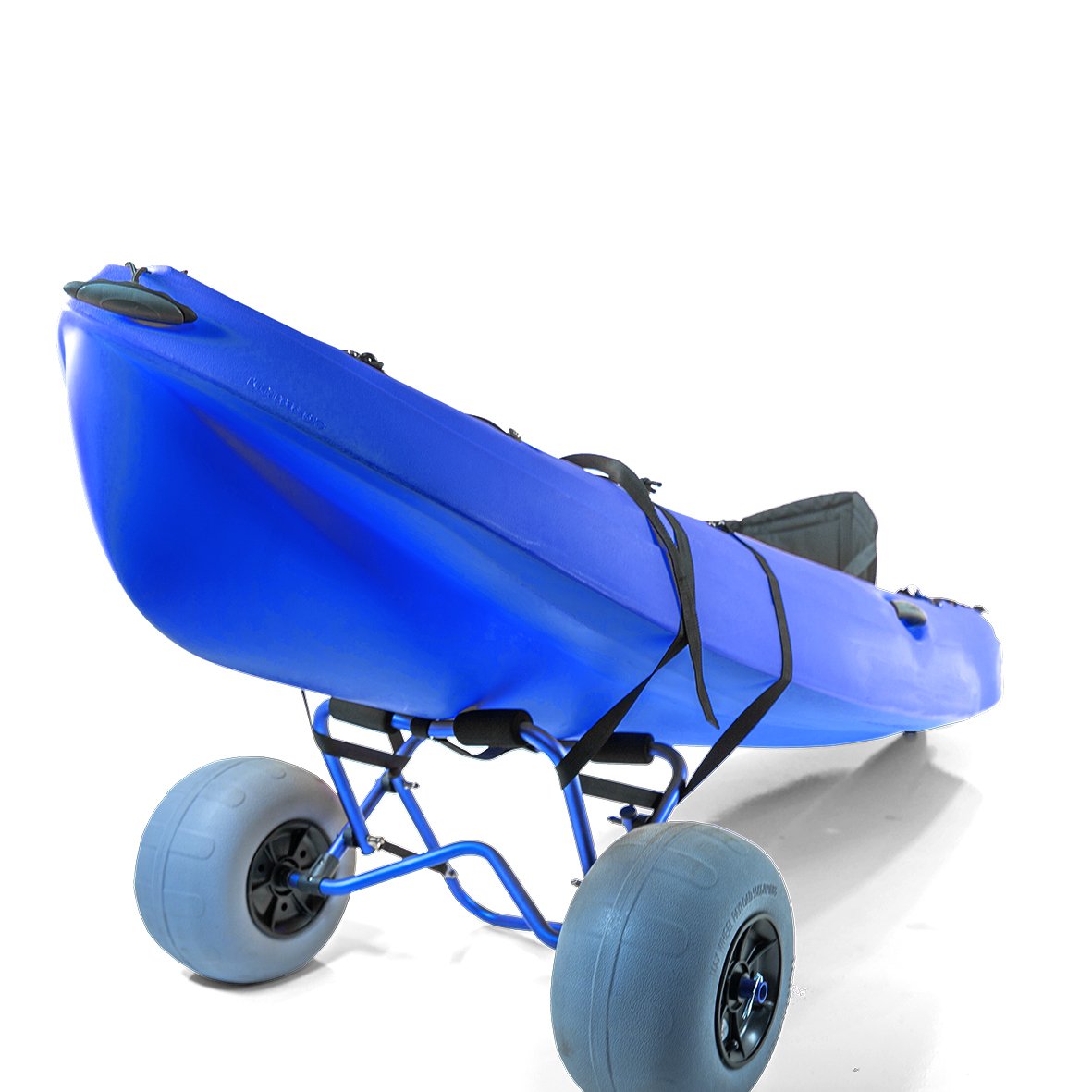 KAYAK CARRIER CART with Large Balloon Tires Heavy Duty Blue + Pump & Strap