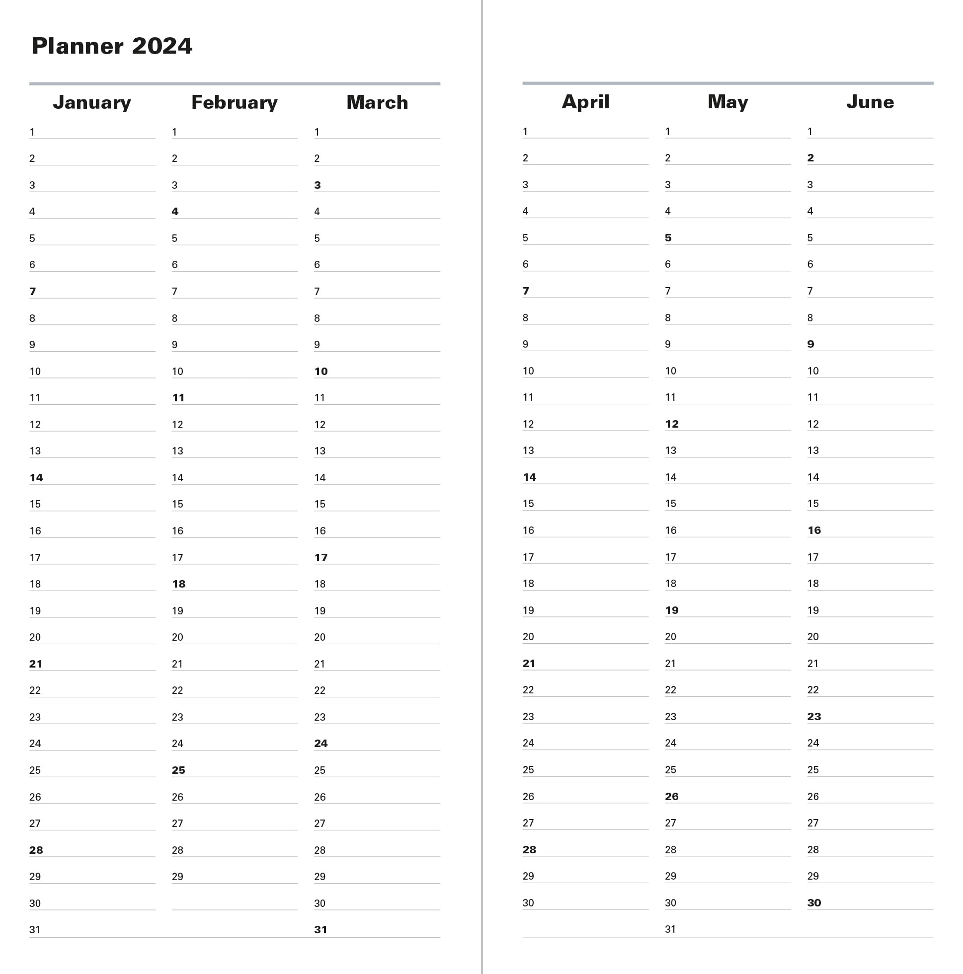 Letts Principal Slim two weeks to view 2024 diary - blue