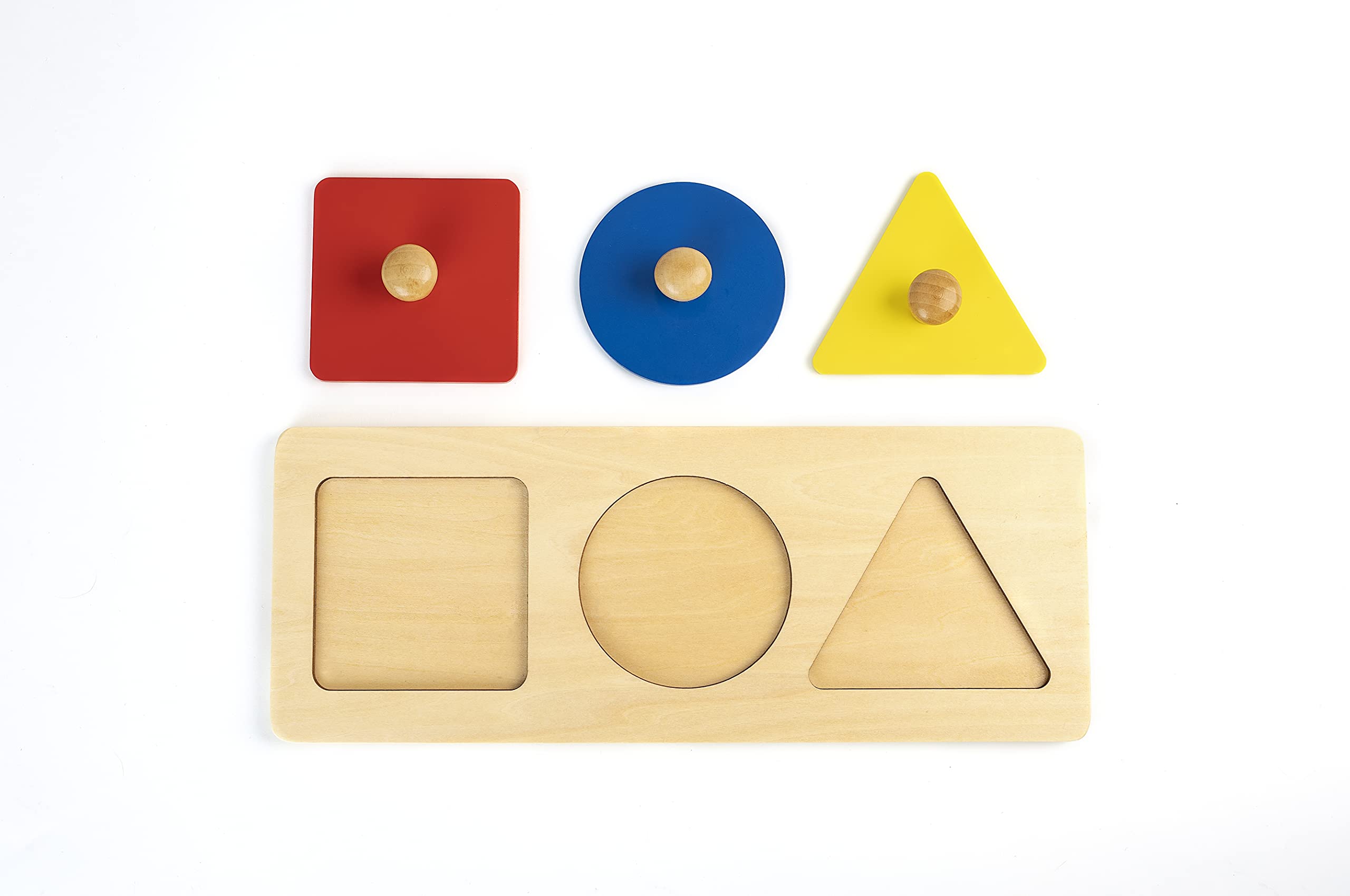 Montessori Multi Shape Wooden Puzzle Toy Baby Toddler First Jumbo Wood Peg Educational Basic Geometry, 2 pieces