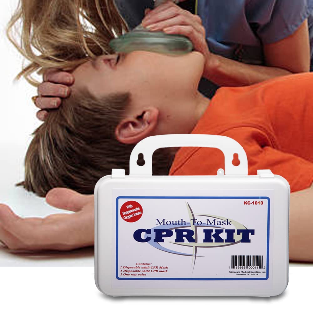 NOVAMEDIC First Aid CPR Mask Kit for Adult, Child and Infant, 8.3βx5βxβ3.1β, Detachable Single Valve Pocket Resuscitator with Hard Case, Wall Mount and Vinyl Gloves